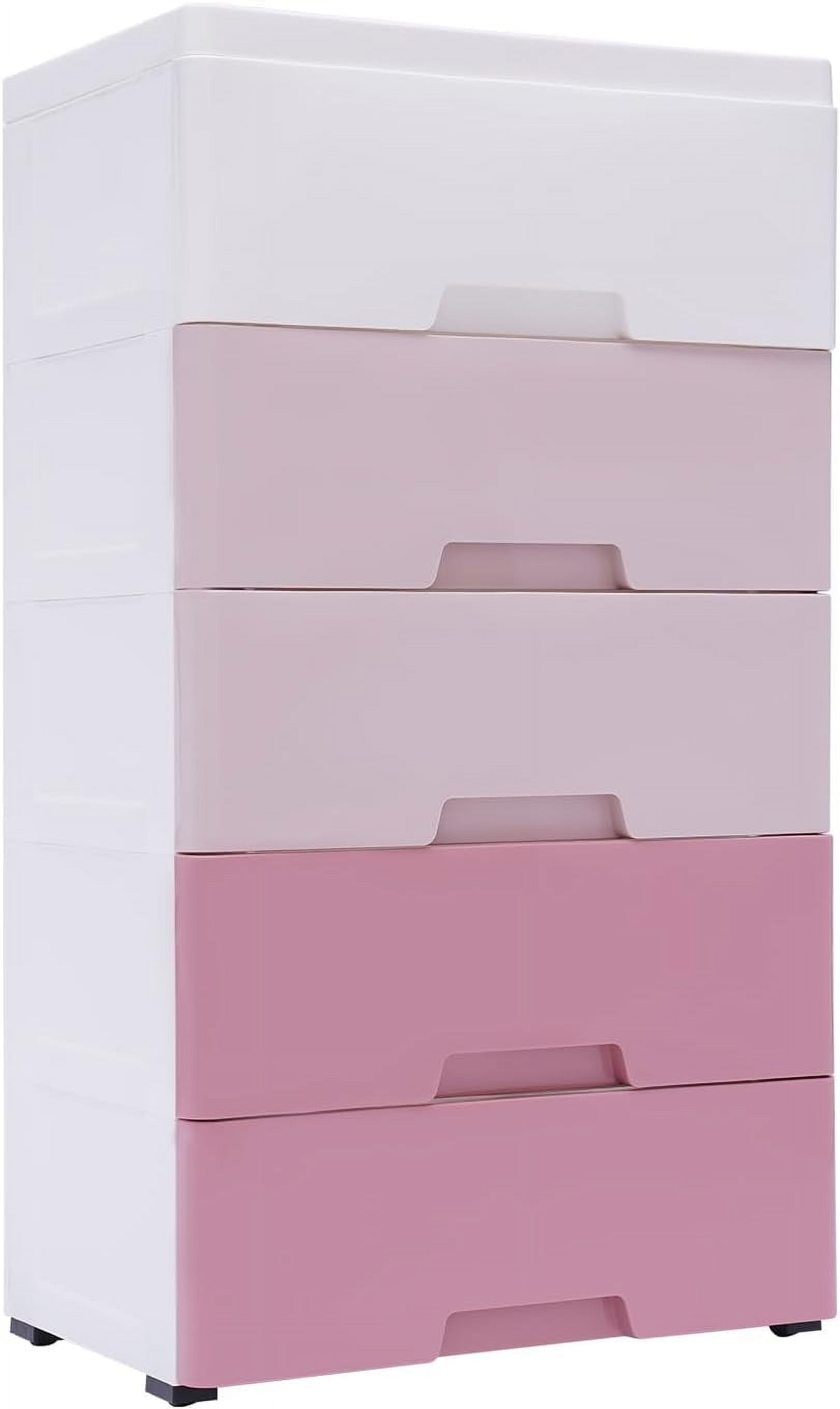 Plastic Dresser with 5 Drawers, 5-Drawer Storage Cabinet, Stackable ...