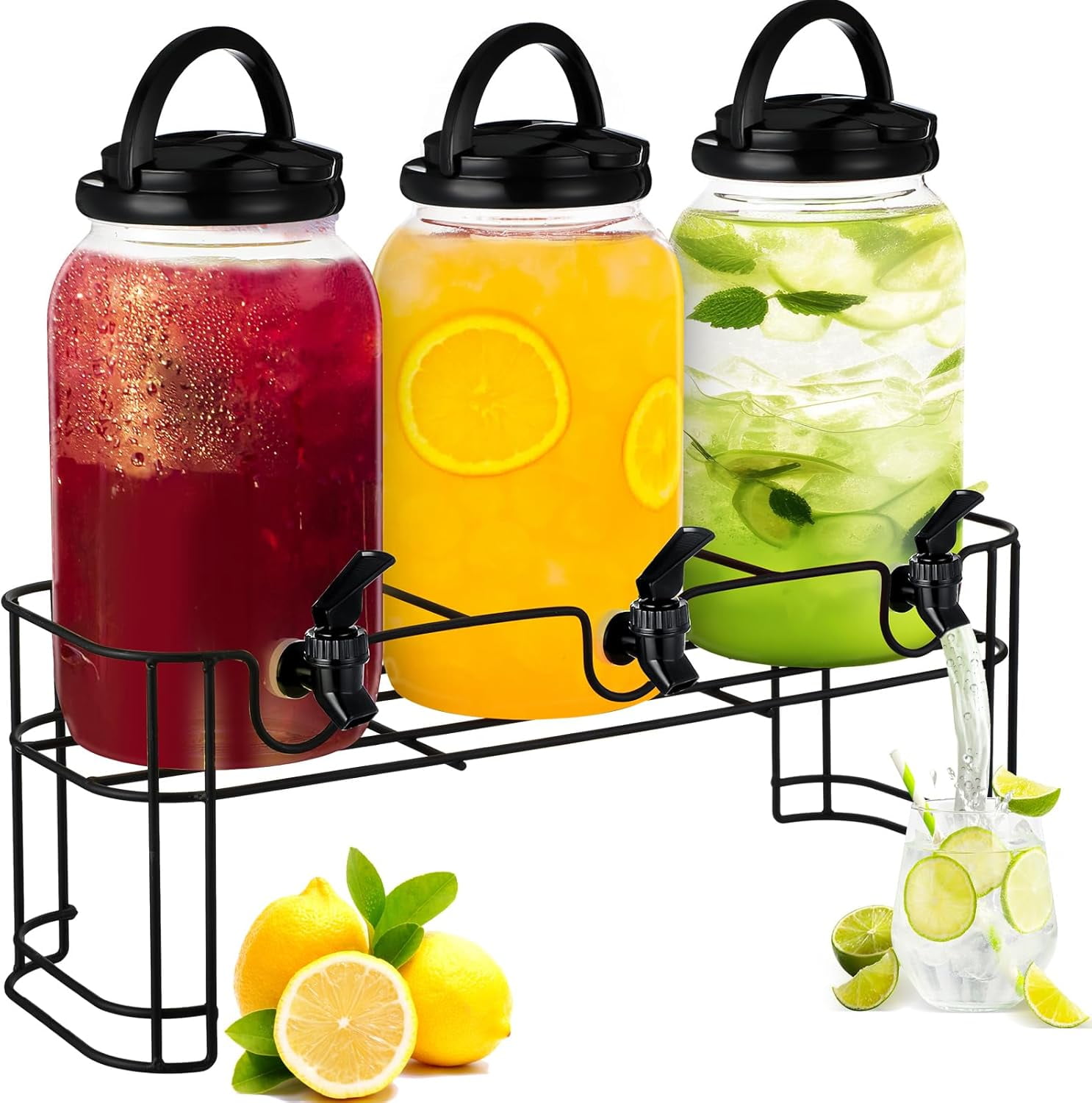 Plastic Drink Dispenser with Stand Beverage Dispenser with Sturdy Metal ...