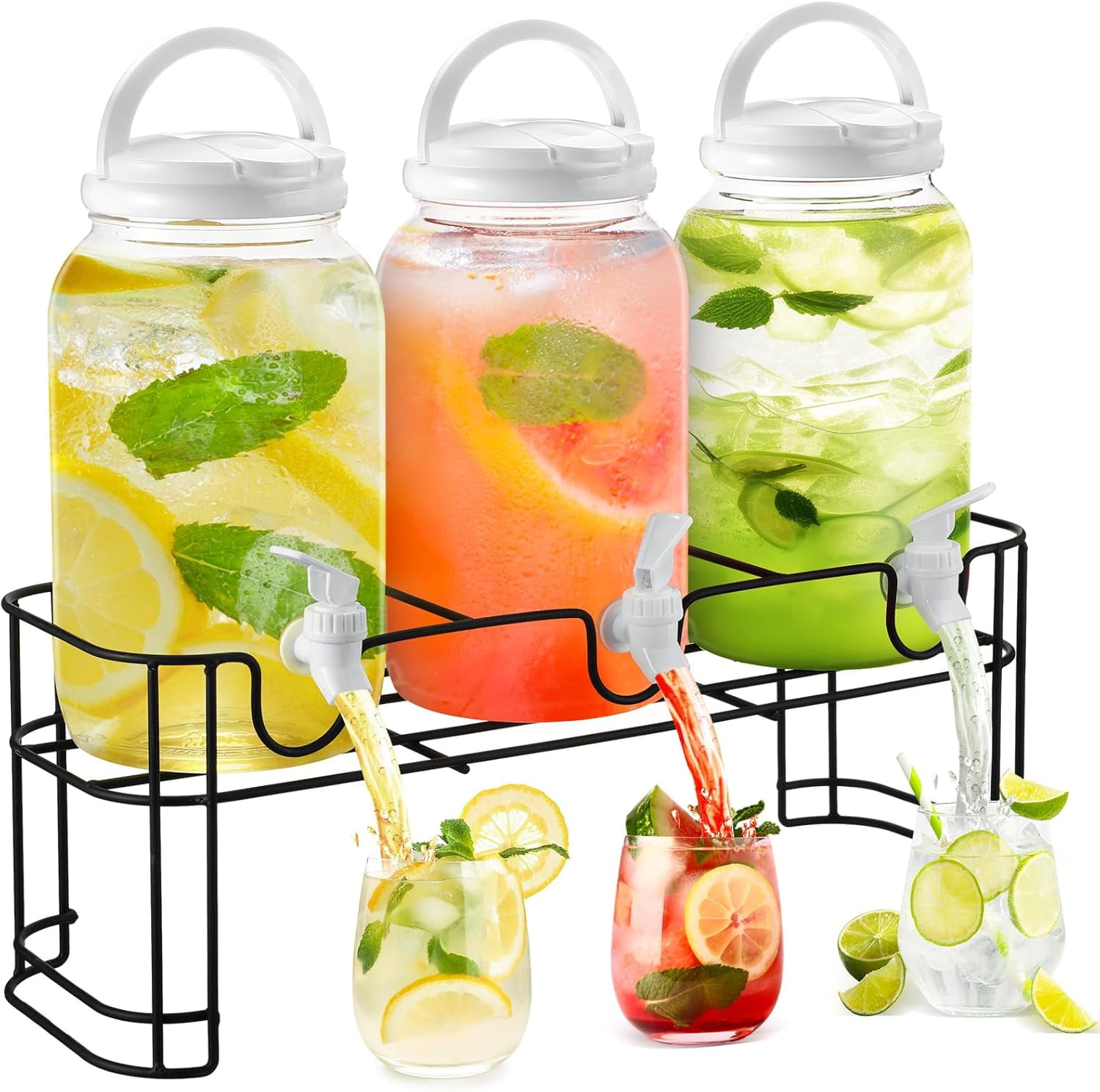 Plastic Drink Dispenser with Stand Beverage Dispenser with Sturdy Metal ...