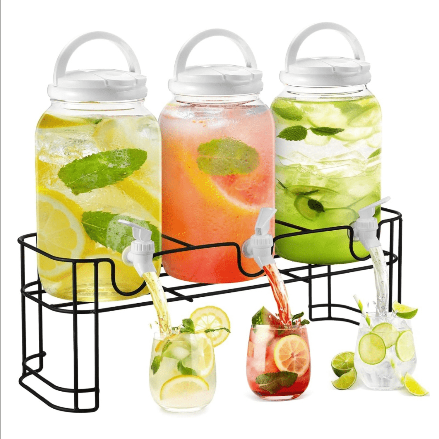 Plastic Drink Dispenser with Stand Beverage Dispenser with Sturdy Metal ...