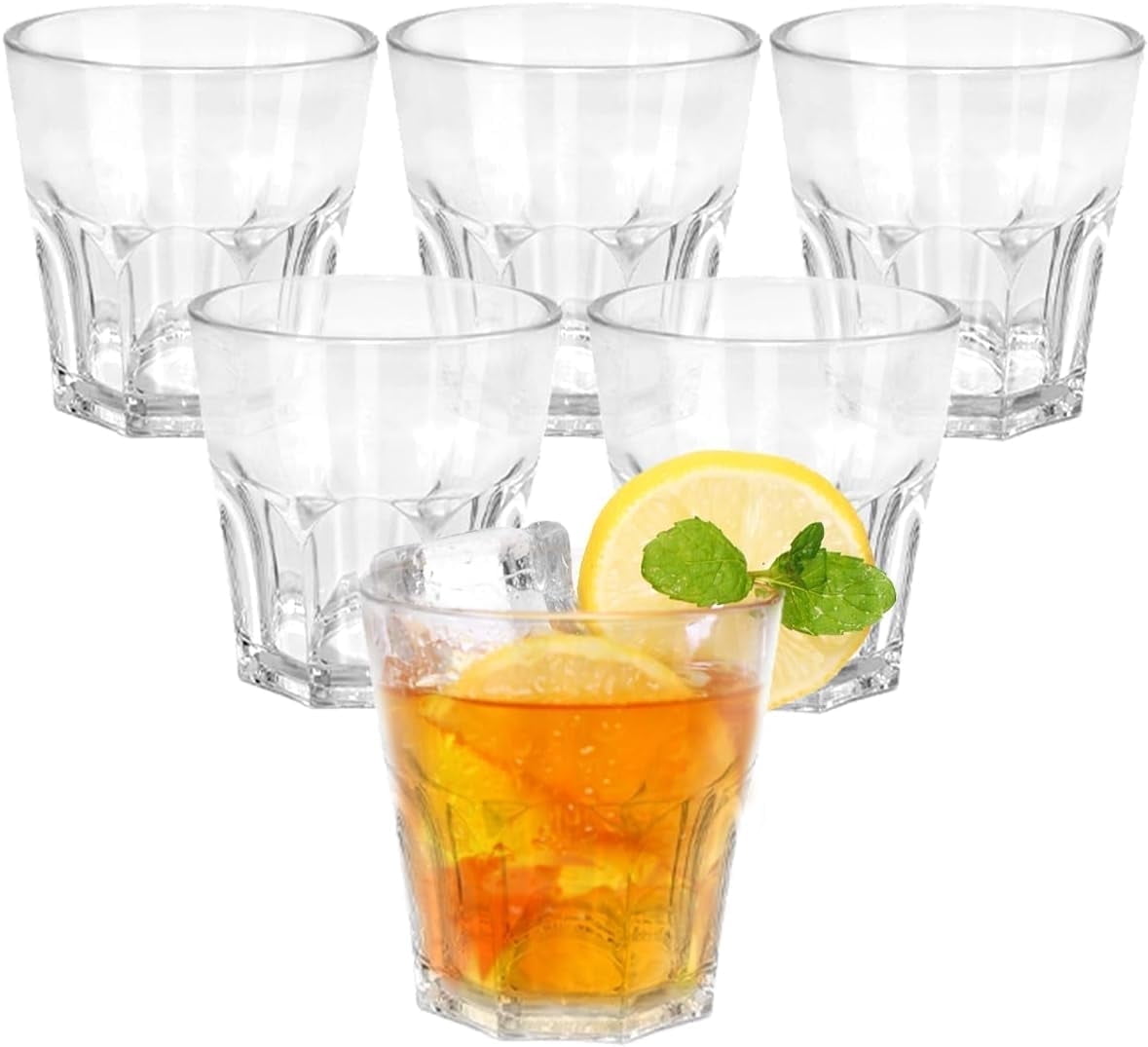 Plastic Drinking Glasses Set of 6, Unbreakable Water Tumbler, Acrylic ...