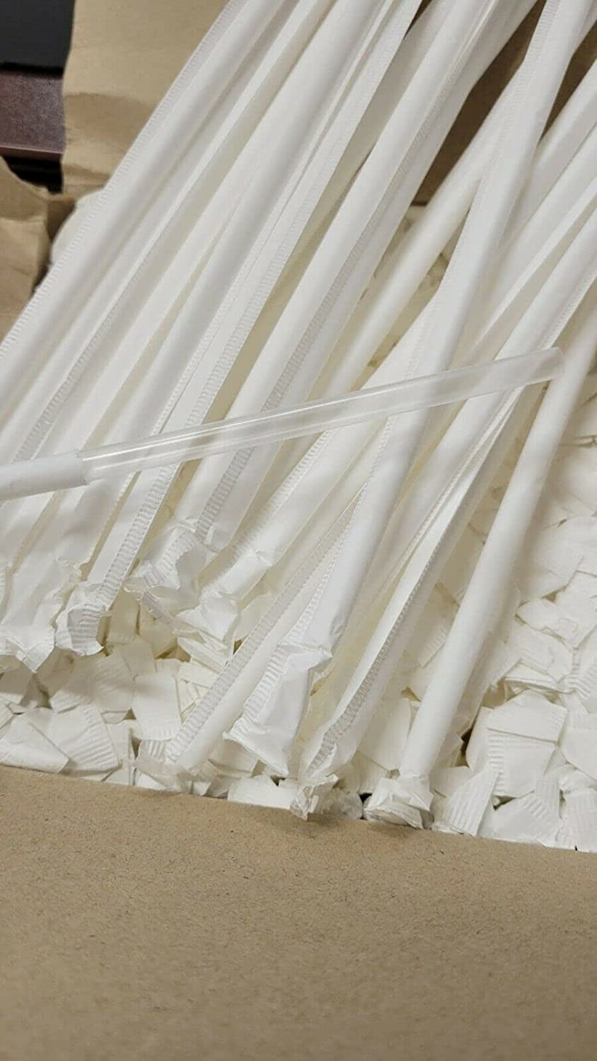 Plastic Drinking Straws Paper Wrapped 7.75" inch Translucent Plastic ...