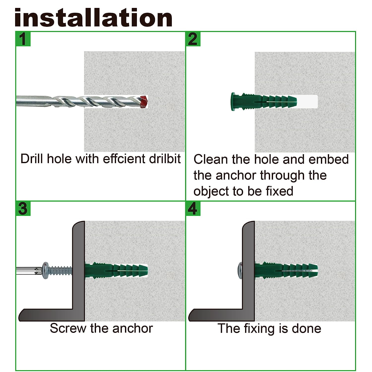 Plastic Drywall Anchors and Screws Kit, Ribbed Anchors Assortment ...