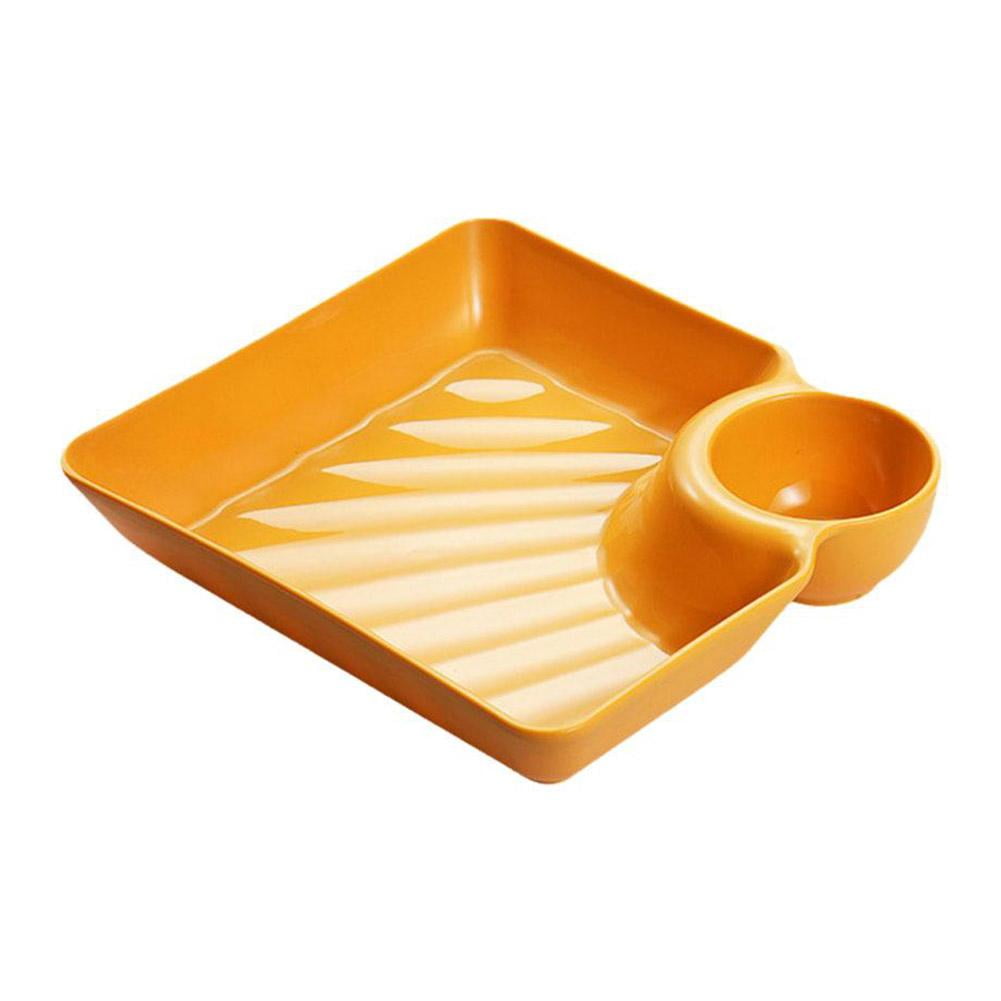 Plastic Dumpling Conch Square Plates with-Sauce Compartment Square ...