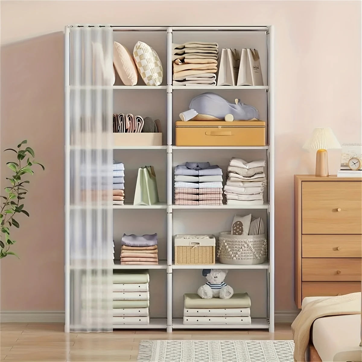 Plastic Dustproof Clothing Storage Cabinet with Display Area & Sturdy ...