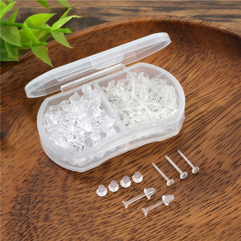 Plastic Earrings, 100 PCS Clear Earrings for Sports, Clear Plastic Post ...