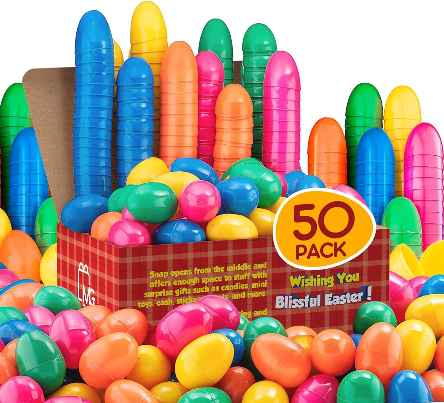 Plastic Easter Eggs Bulk 50 Empty Multi-Color Set, Designed For Filling ...