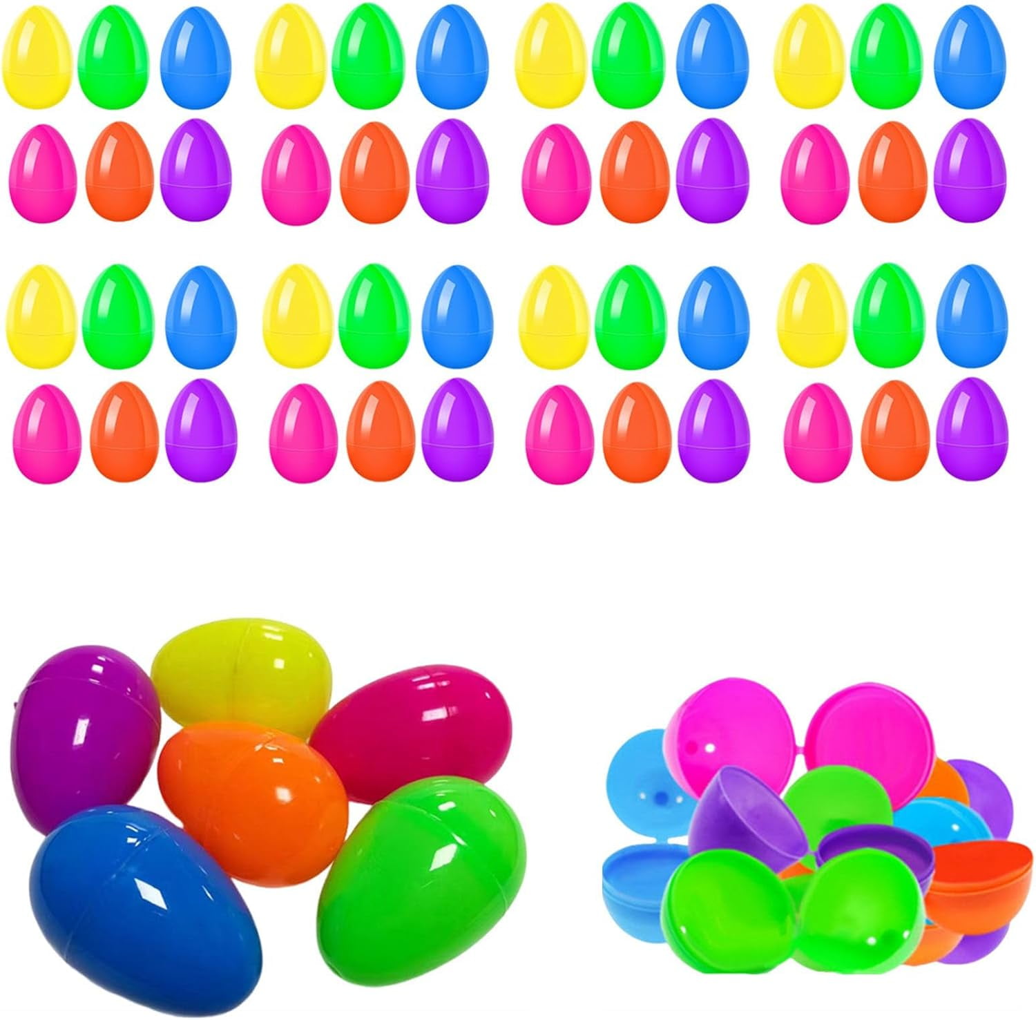 Plastic Easter Eggs Bulk,60Pcs Plastic Fillable Easter Eggs,2.4 ...