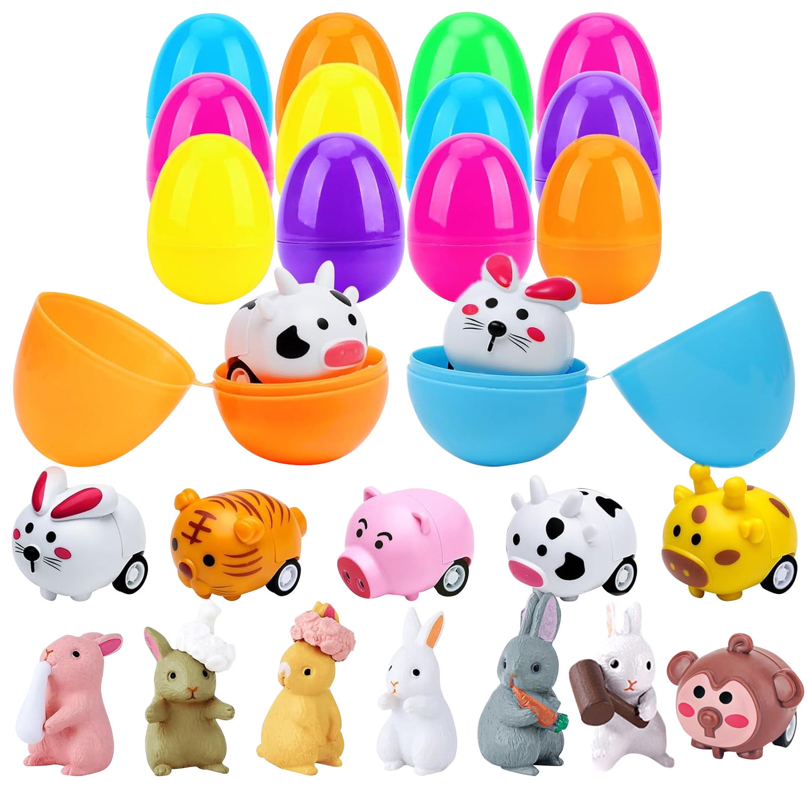 Plastic Easter Eggs Fillable 20Pc Colorful Easter Egg Toys With Cute ...