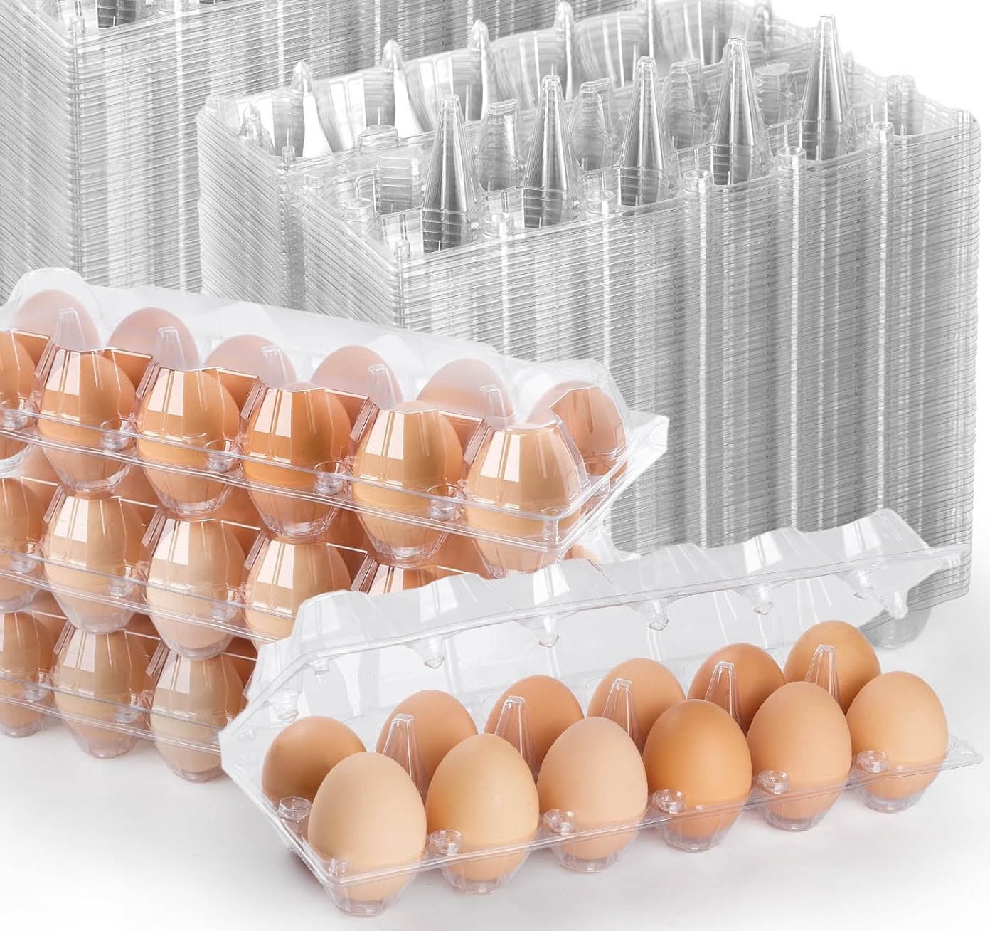 Plastic Egg Cartons Bulk, Clear Empty Egg Containers, Reusable Egg ...