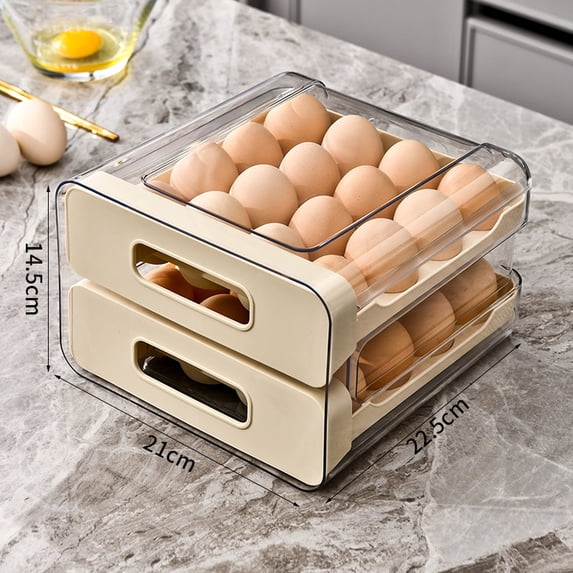 Plastic Egg Storage Organizer Box with Double Layer Drawer Design for ...