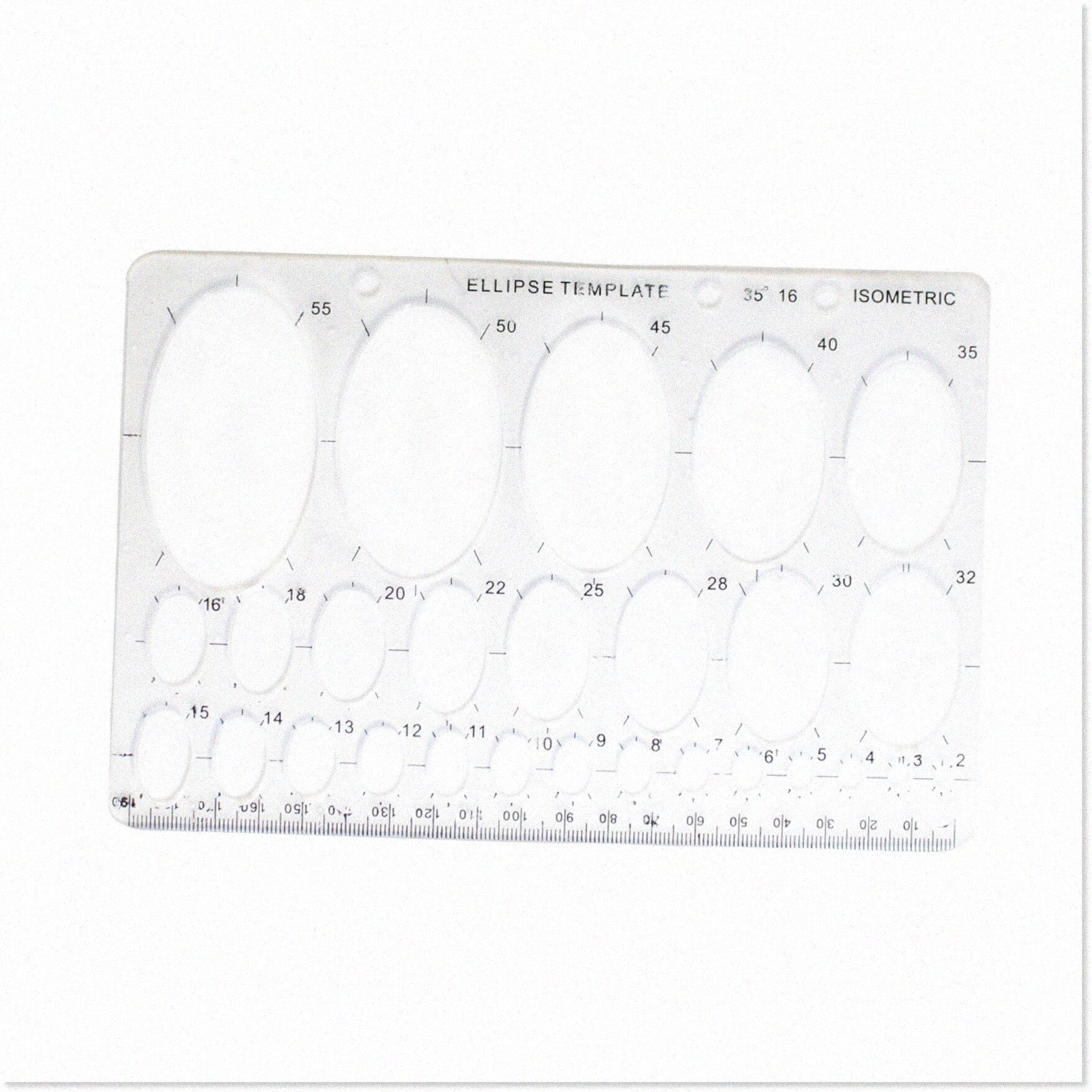 Plastic Ellipse Template - 27 Oval Sizes (2mm to 55m) - Compact Design ...