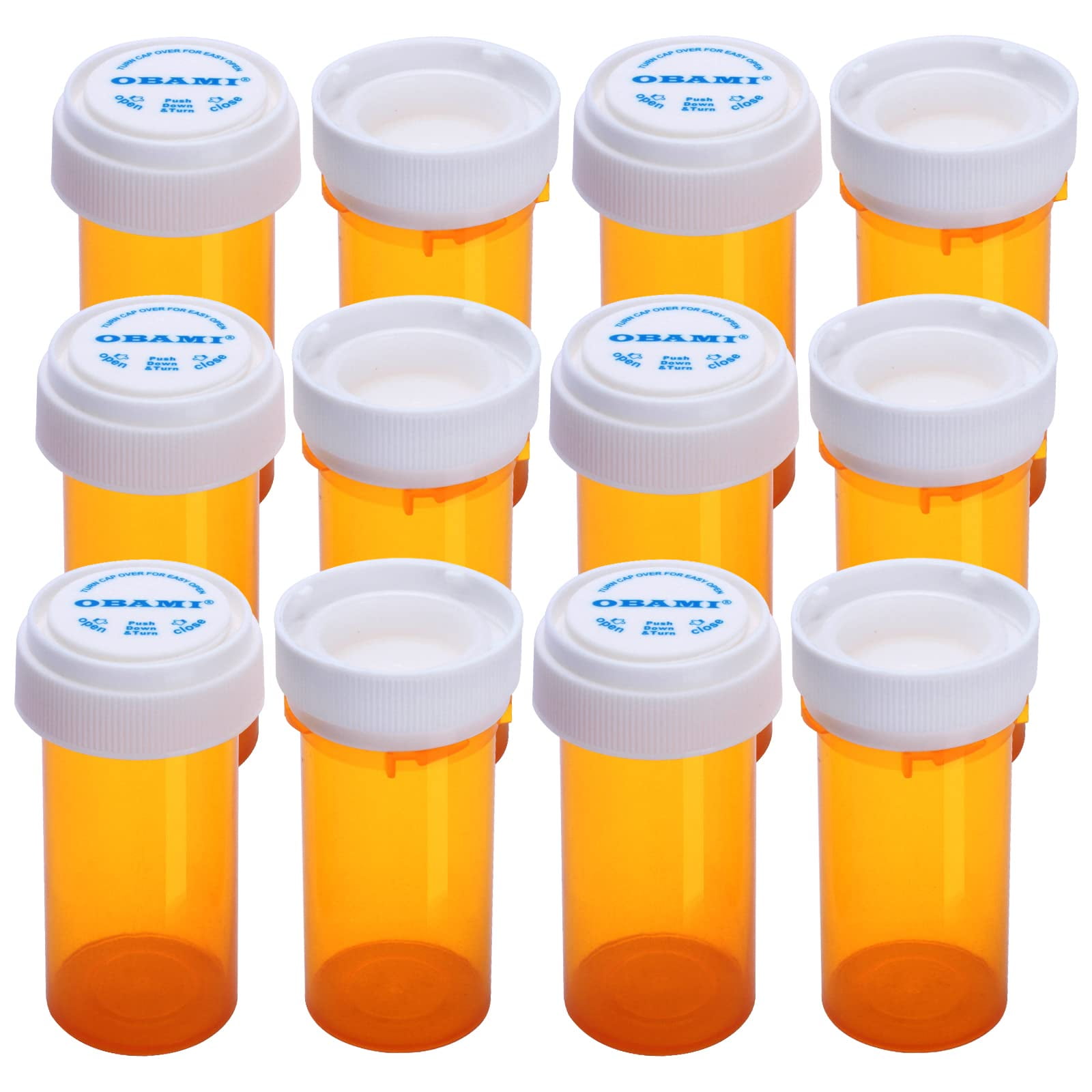Obami Plastic Pill Bottles, 13 Dram, Child Resistant and Easy Open ...