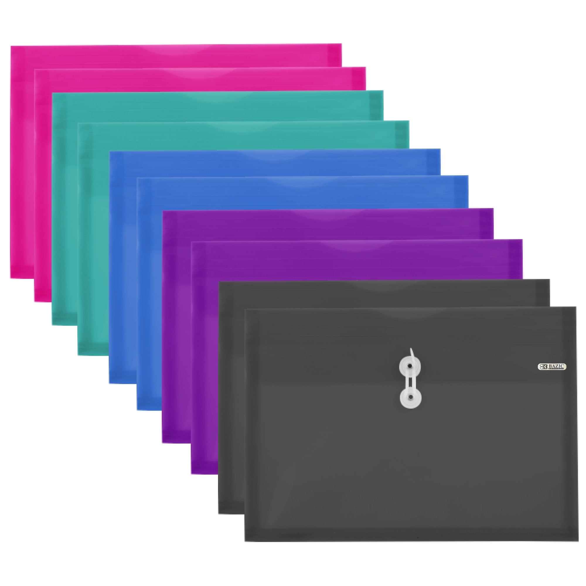 Bazic Clear Colored A4 Letter Size Plastic Envelope, Side Loading File Document Organizer with ...