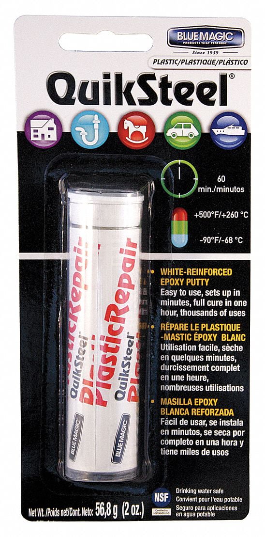 Plastic Epoxy Putty: Tube, 2 oz, with Temp. Range of 500??F, White, 1 ...