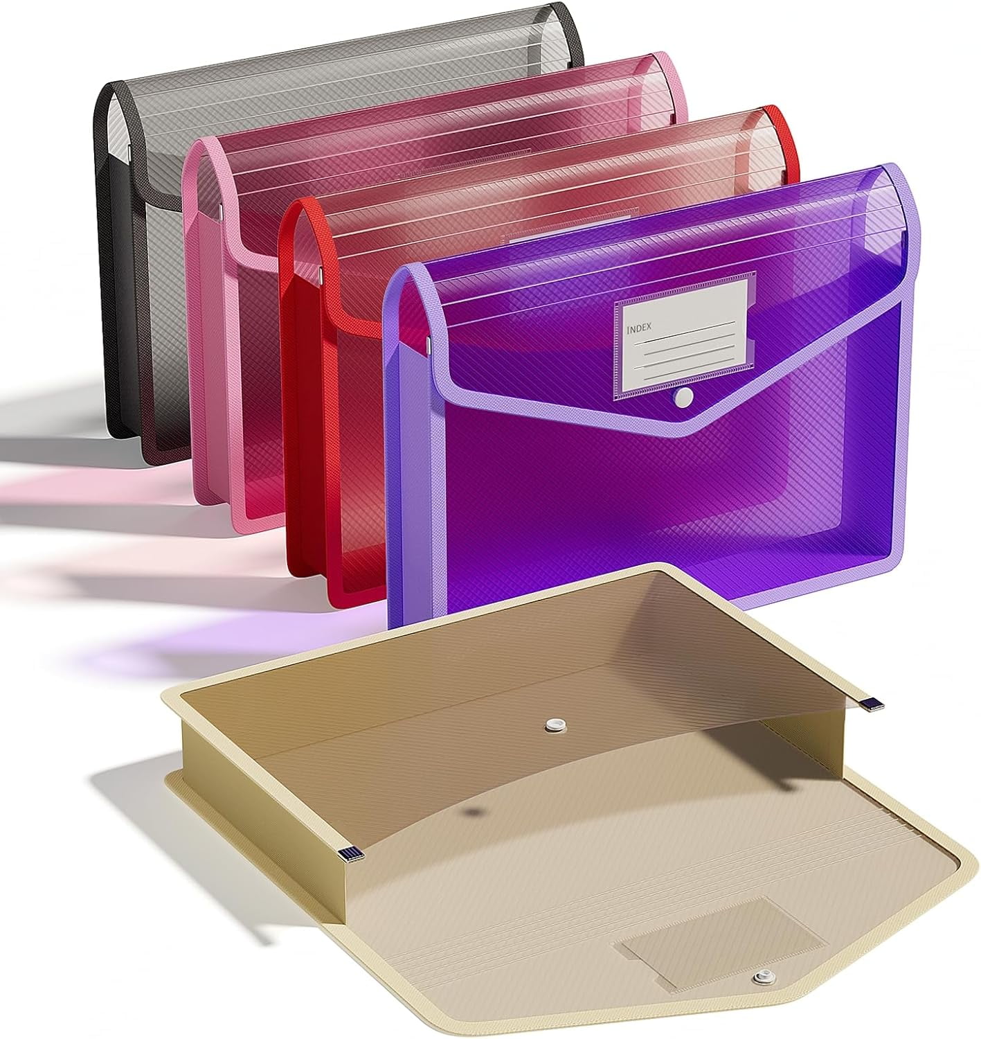 Plastic Expanding File Folder, Transparent envelopes with Snap Closure ...