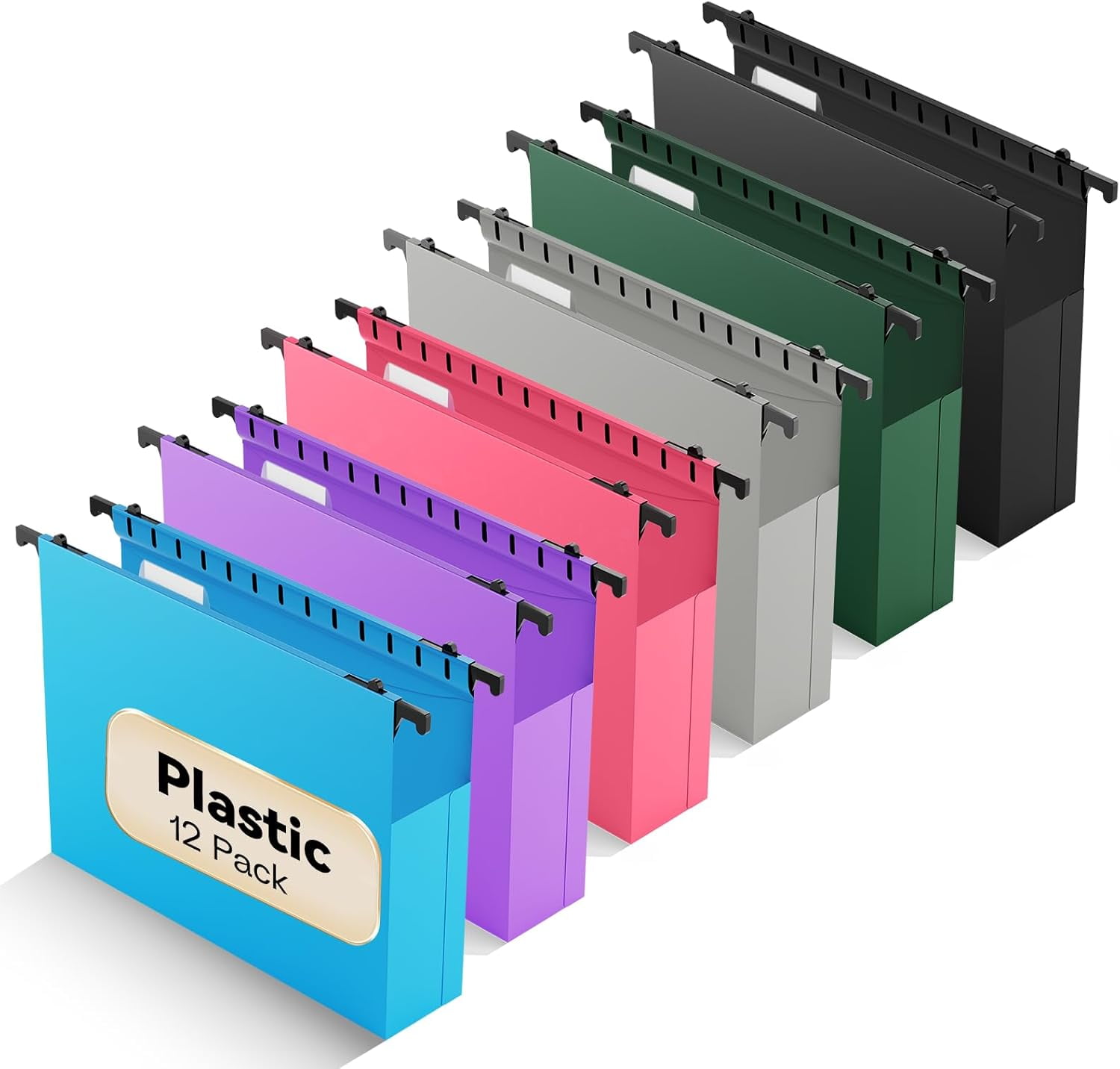 Plastic Extra Capacity Hanging File Folder,12 Pack Expanding Hanging ...