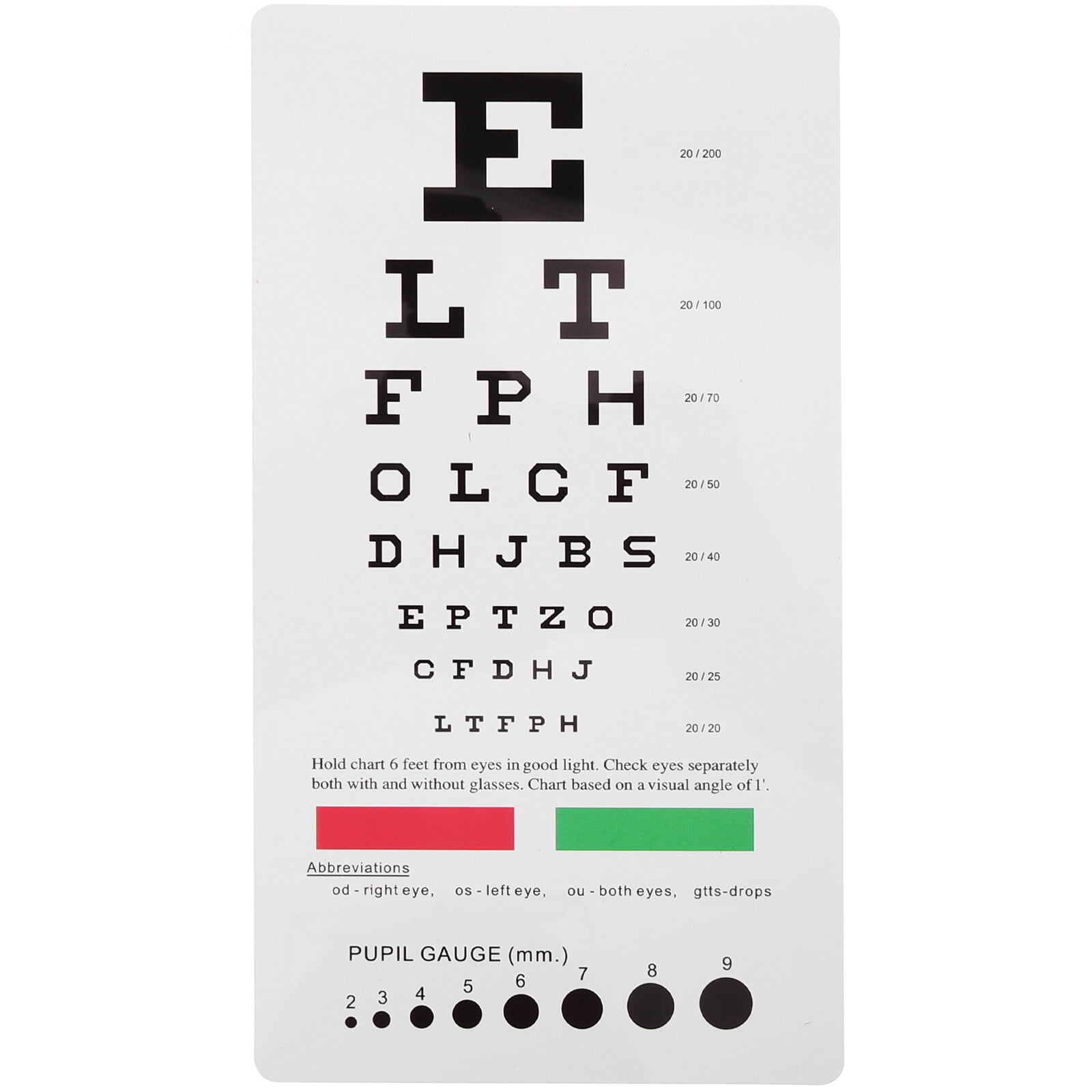 Plastic Eye Chart Vision Testing Eye Chart Portable Eye Chart Double ...