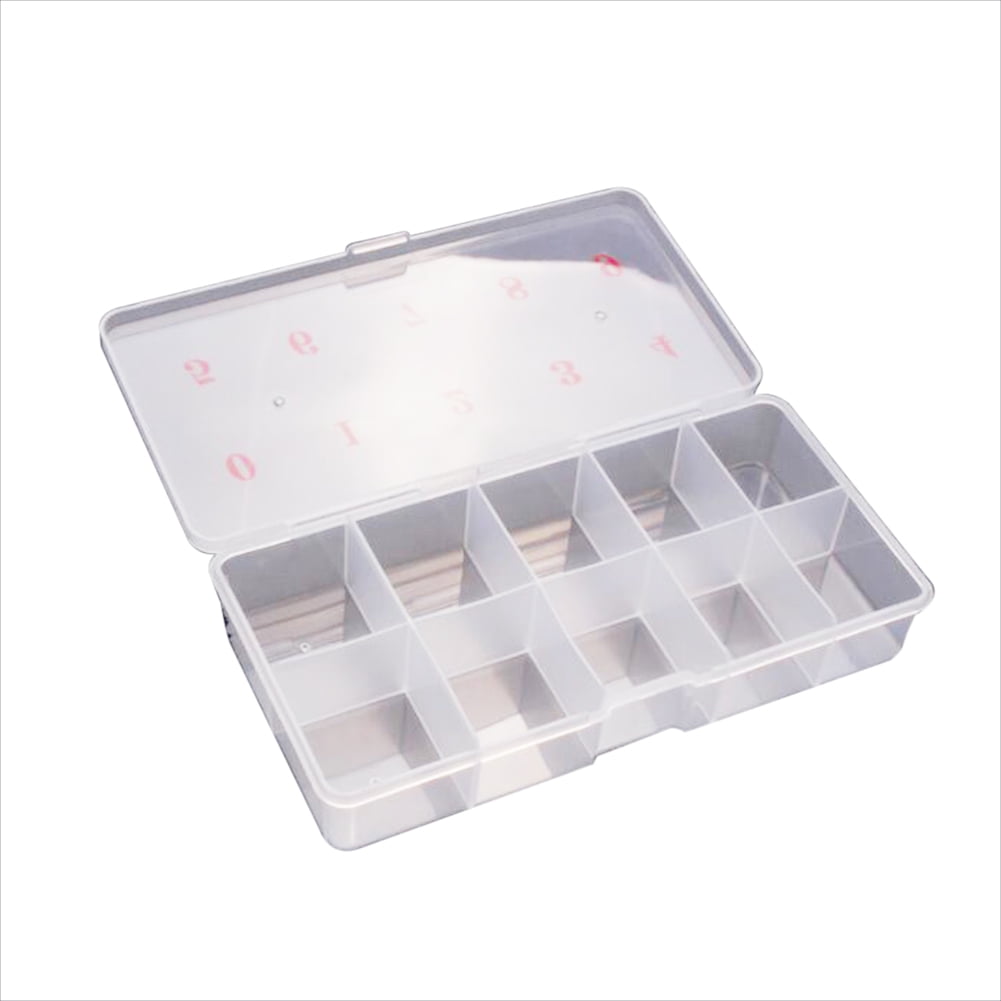 Plastic False Nail Tips Storage Box Case 10 Cells Compartments False ...