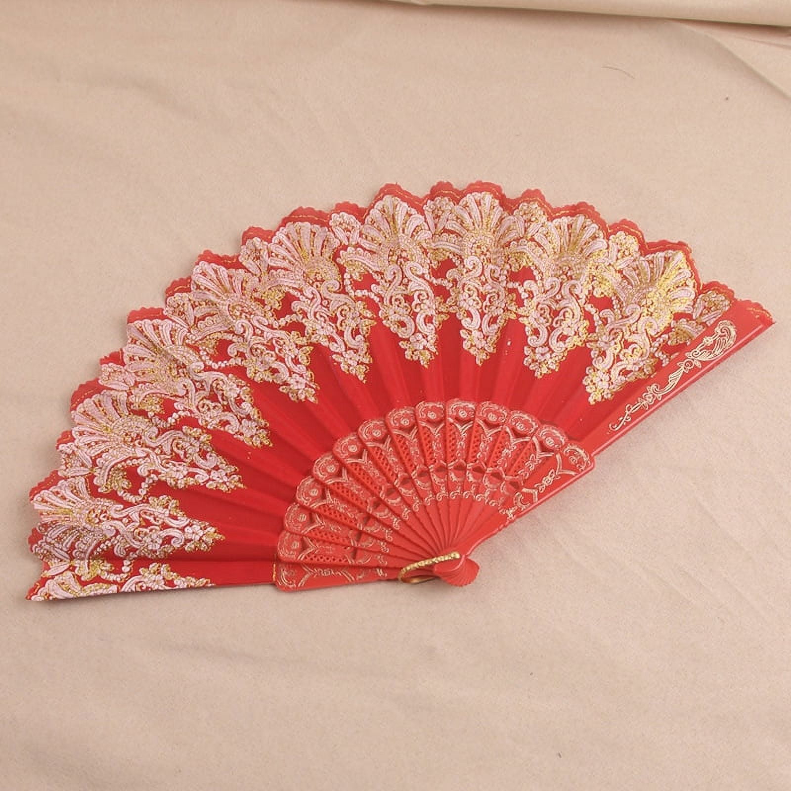 Plastic Fan Gold Powder Folding Fan Spanish Fan Sprinkling Gold Fan ...