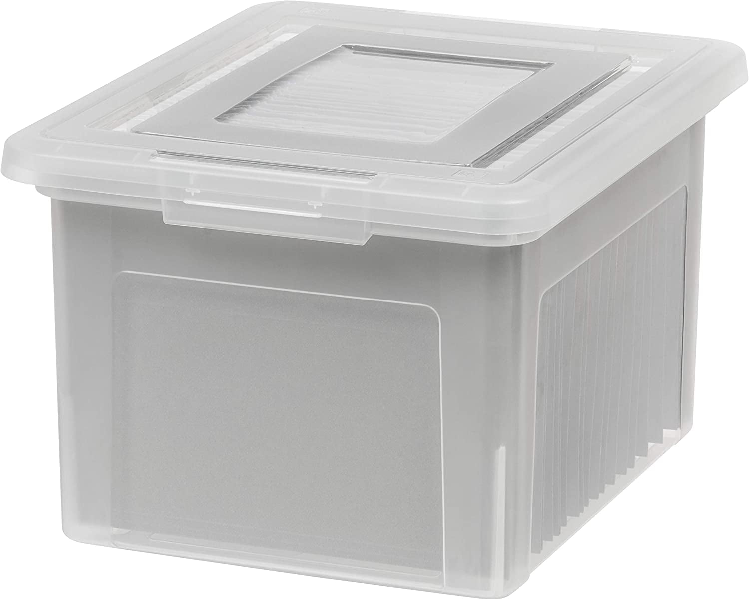 Plastic File Box with Lid 35 Qt - Stackable Organizer for Letter Legal ...