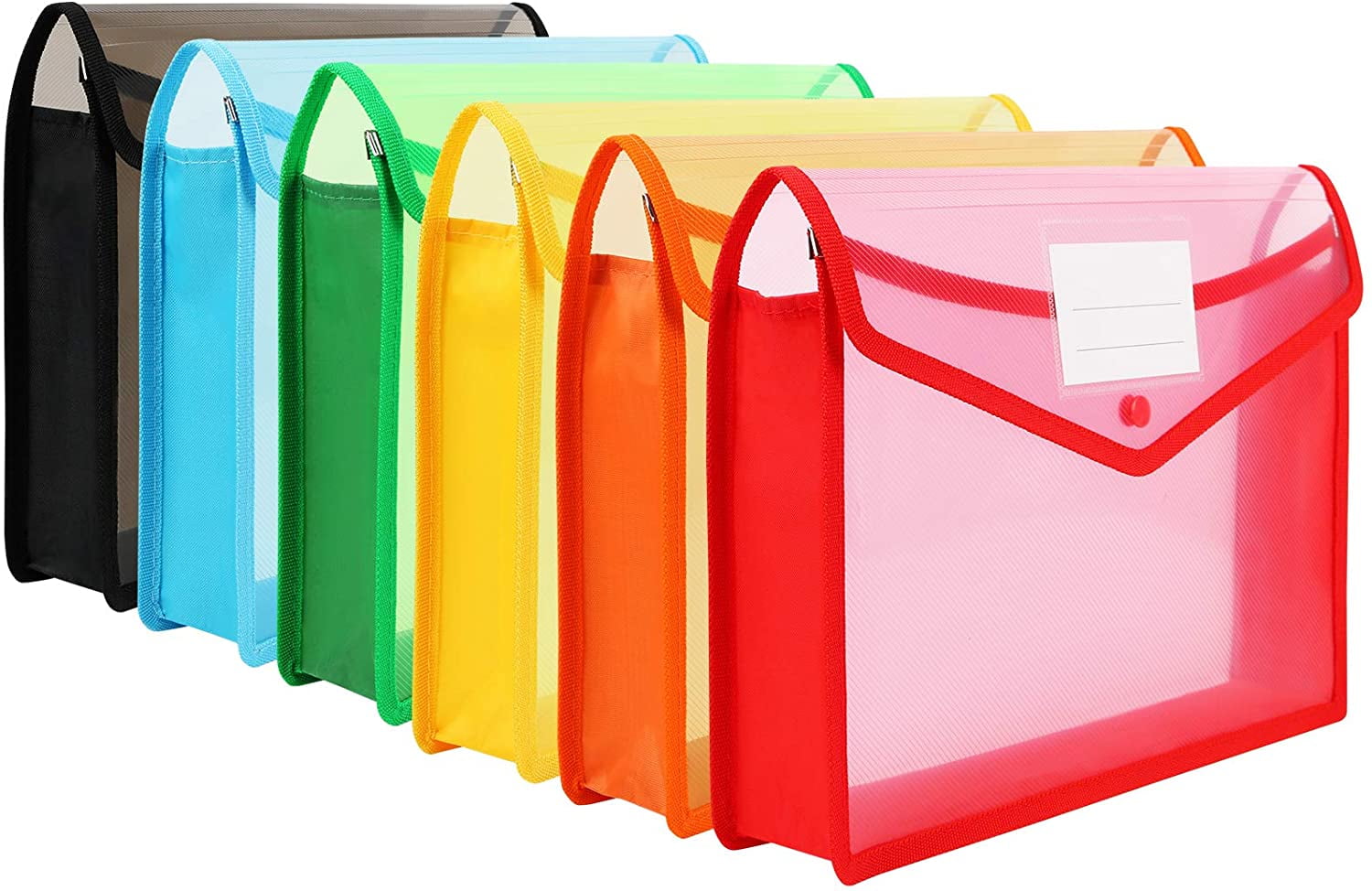 Plastic File Folder, 6Pcs High Quality Waterproof Clear Envelope Polypropylene Snap Button ...