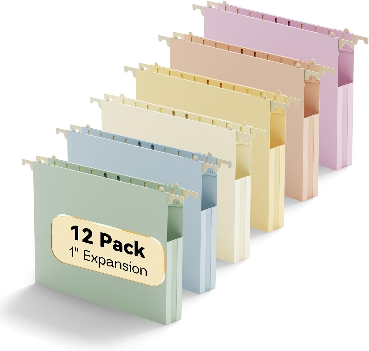 Plastic File Folders 1 Inch Expansion Letter Size,12 Pack Reinforced ...