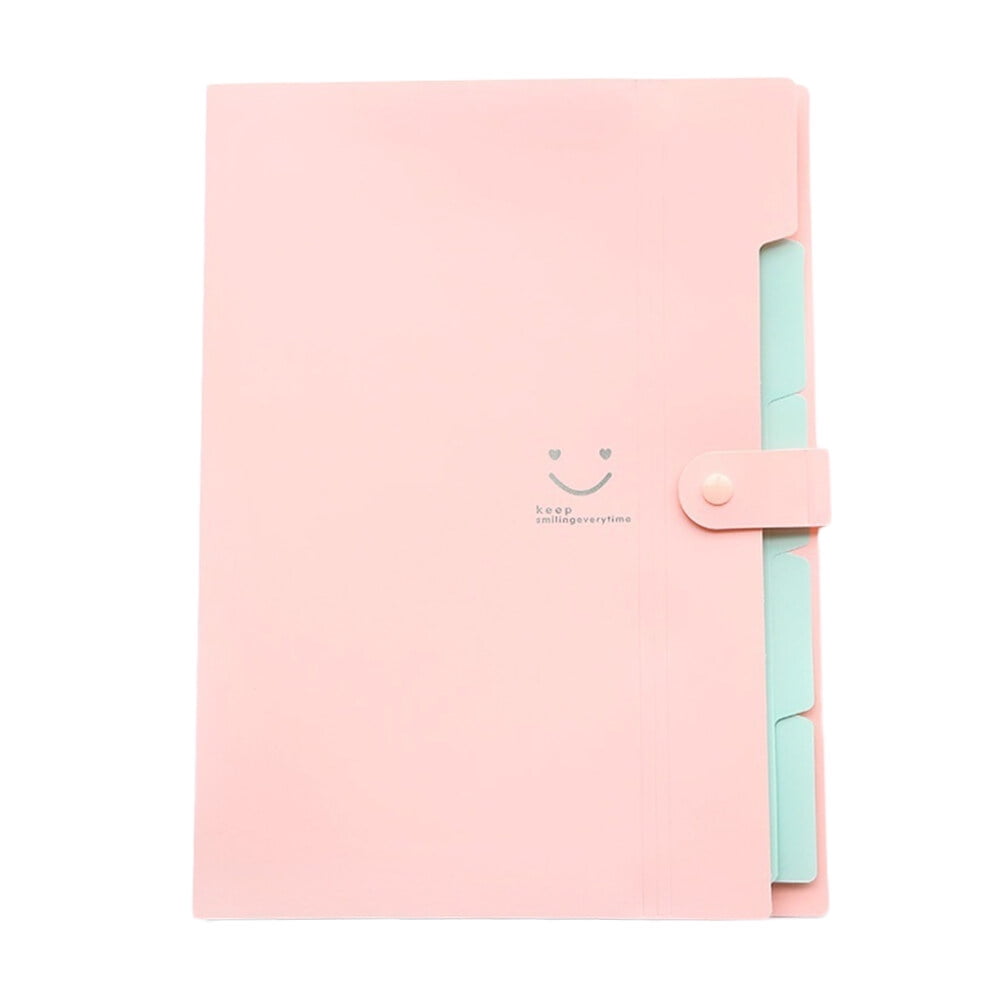 Pink PP Material File Holder with Snap Closure and 5 Expandable Pockets ...