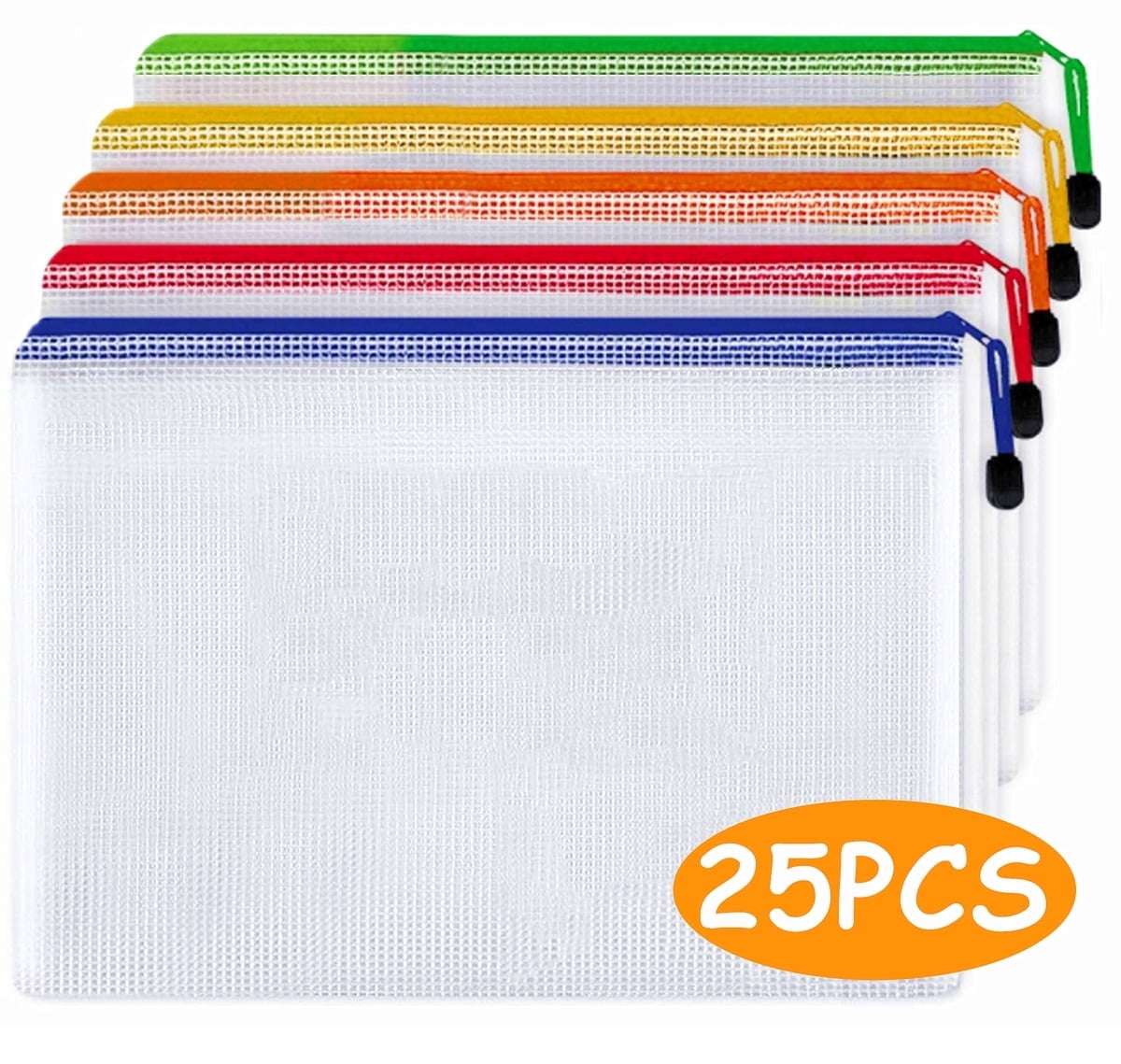 Walmart 25Pcs A4 Plastic File Folders, Waterproof Zipper Pouch, Mesh ...