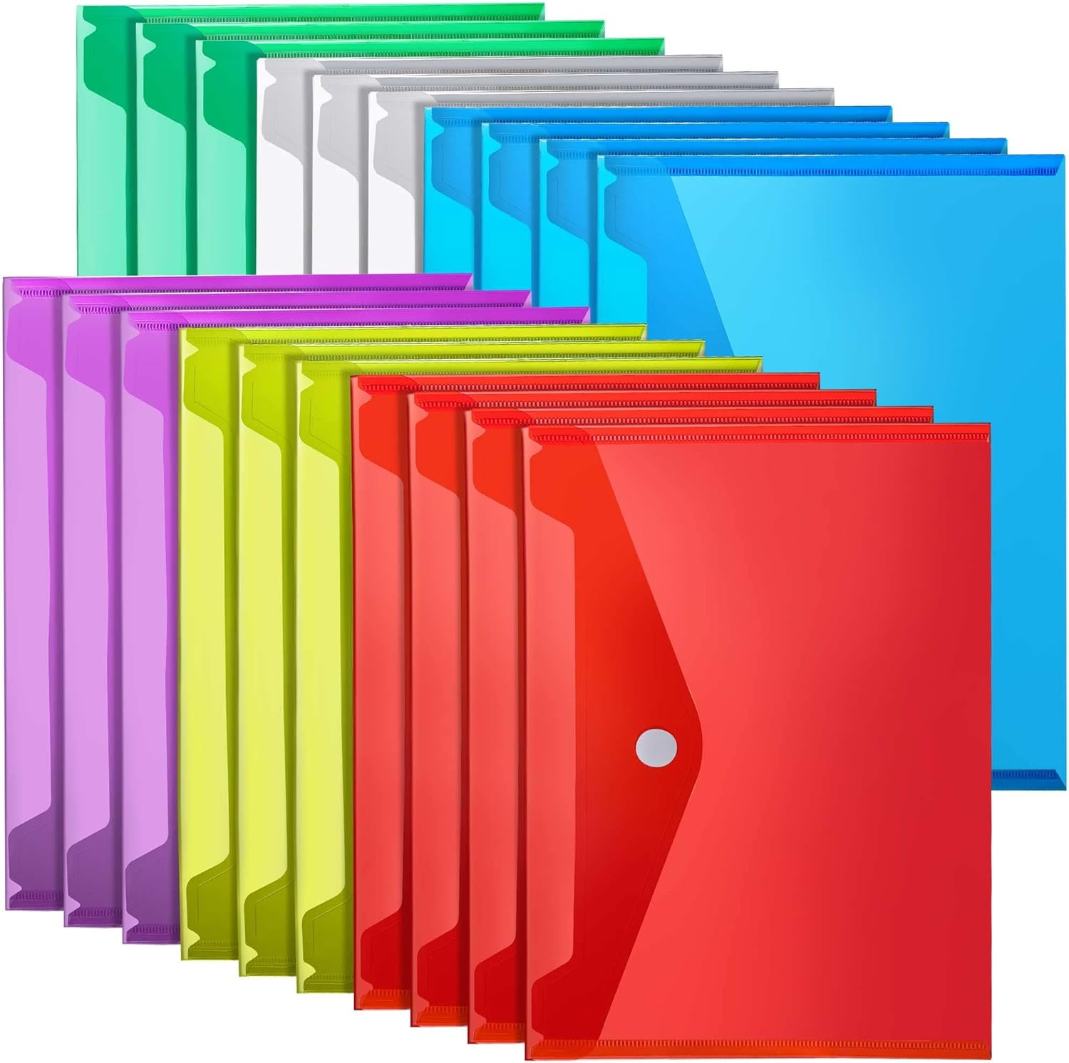 Plastic File Folders for Documents, Plastic Envelopes, Reusable Clear ...