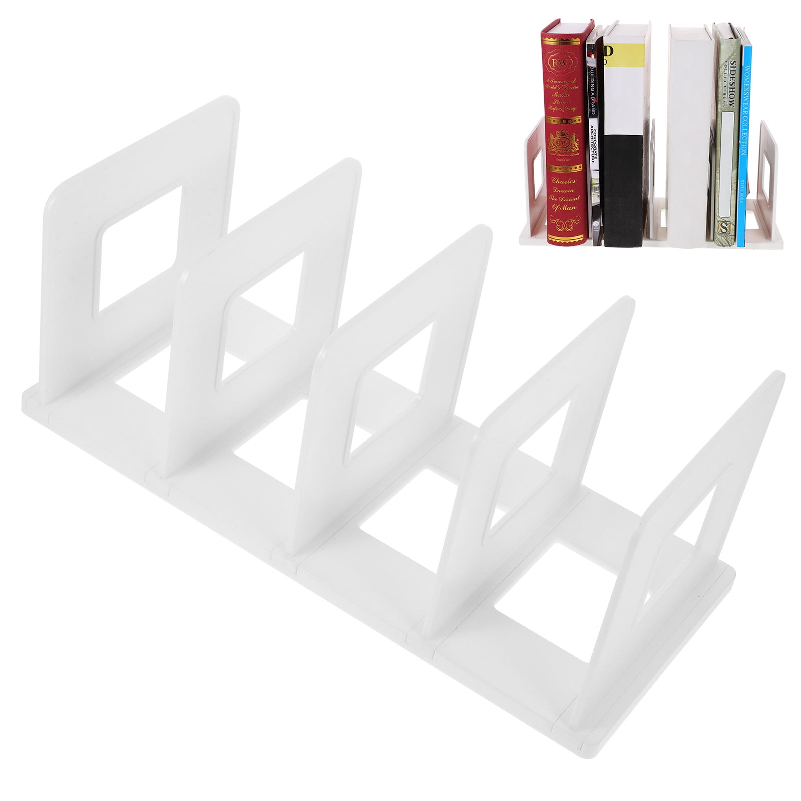PBPBOX Desktop Book Organizer For Students Plastic Book Stand White ...