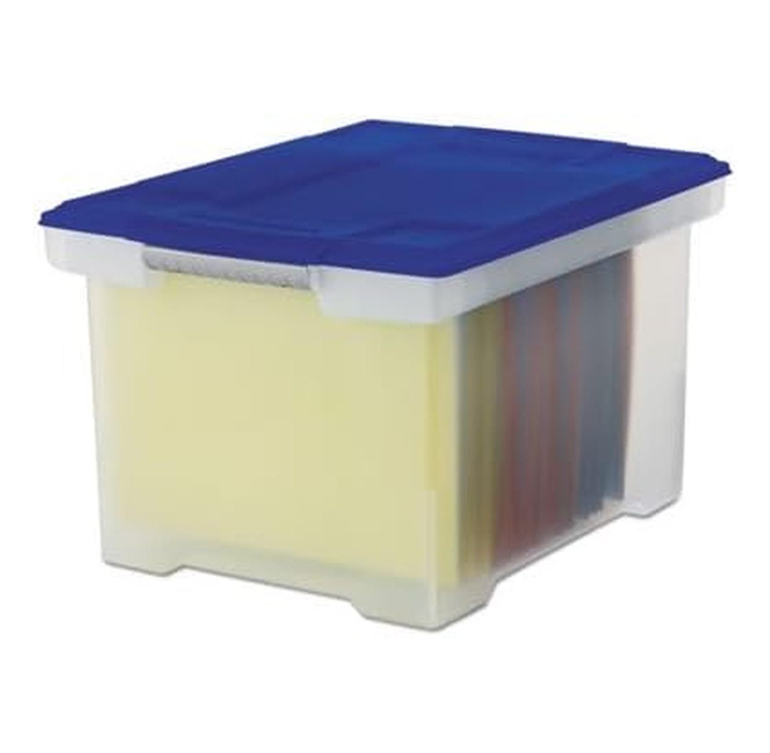 Plastic File Tote Storage Box, Letter/Legal, Snap-On Lid, Clear/Blue ...