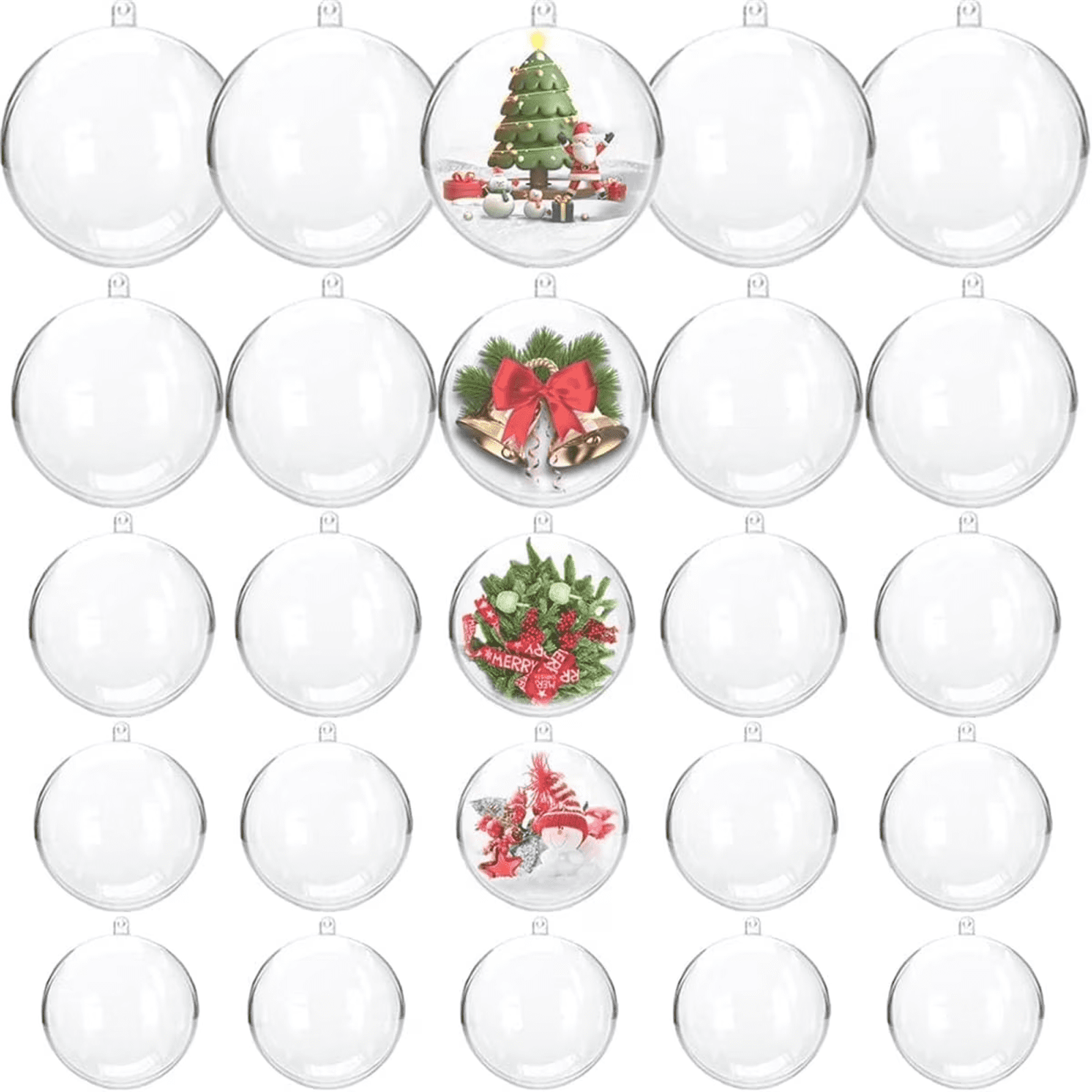 Plastic Fillable Christmas Ornaments, Clear DIY Plastic Baubles for ...