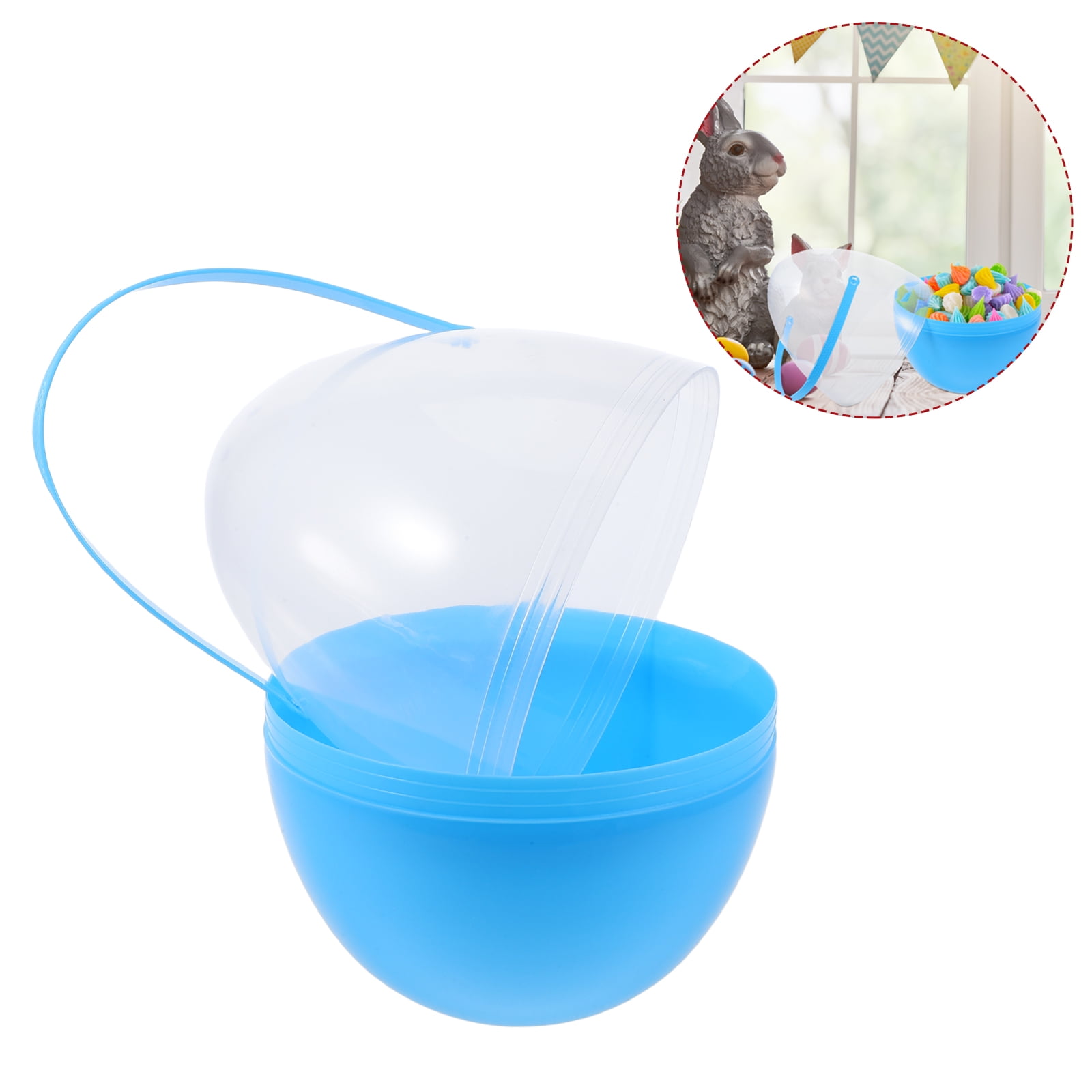 Large Fillable Plastic Easter Egg with Handle 1 Openable Egg Shaped Box ...