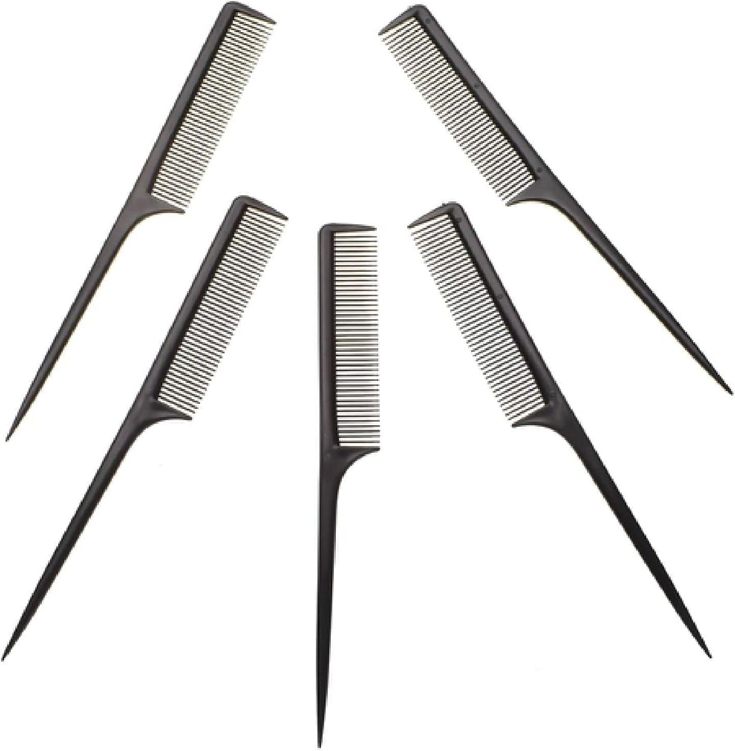 Plastic Fine-Tooth Comb Anti-Static Sharp Tail Comb Hair Style Rat Tail ...