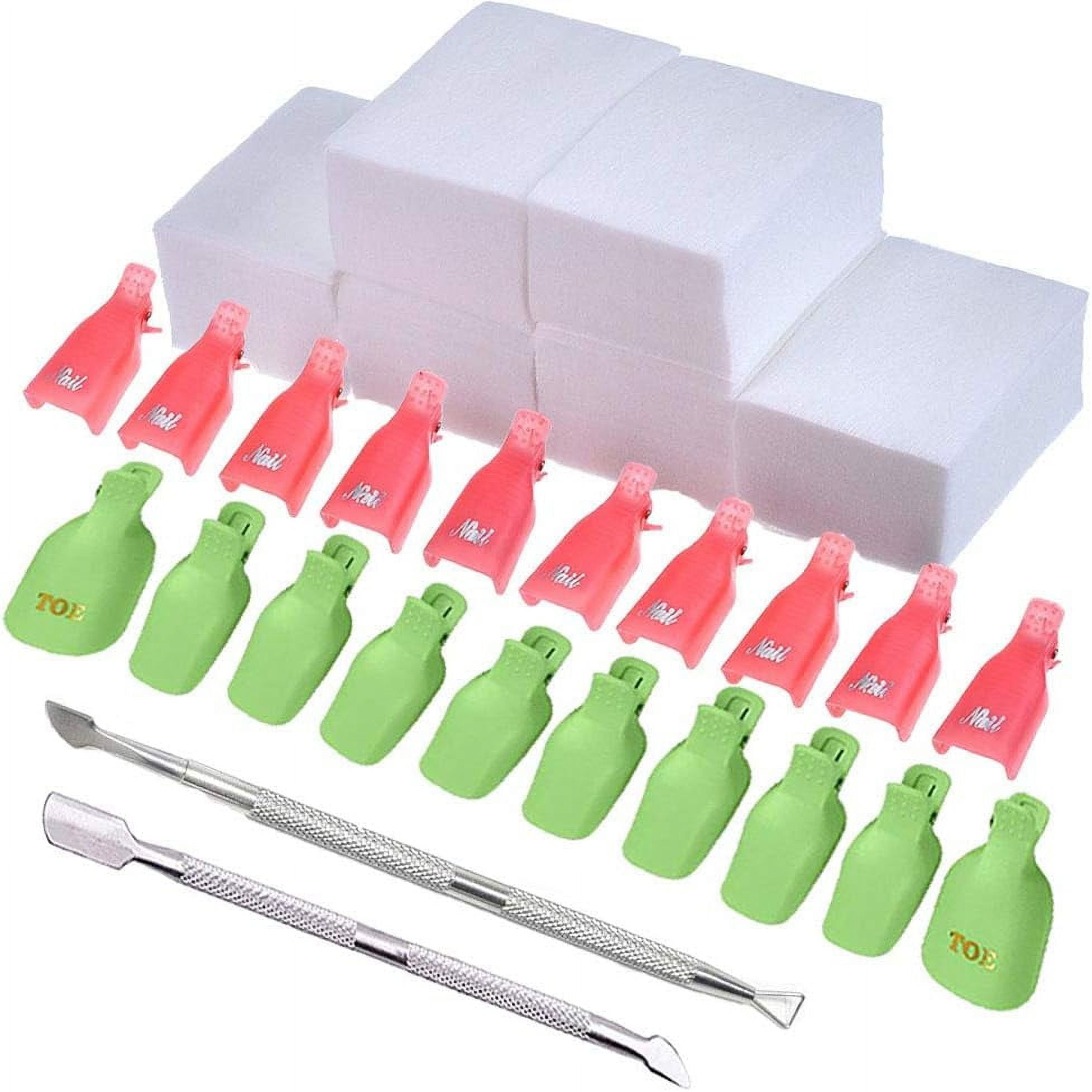 Plastic Finger Toe Nail Soak Off Cap Clips Nail Wipe Cotton Pads Double ...