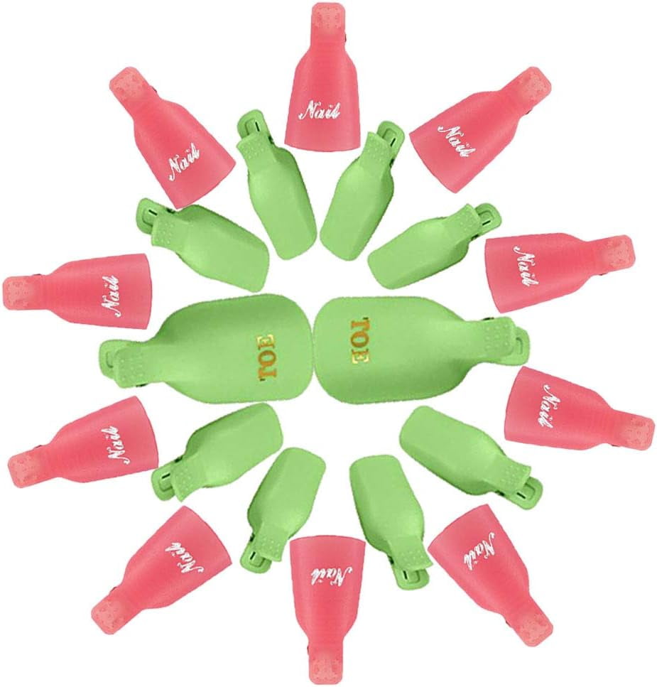 Plastic Finger Toe Nail Soak Off Cap Clips Nail Wipe Cotton Pads Double ...