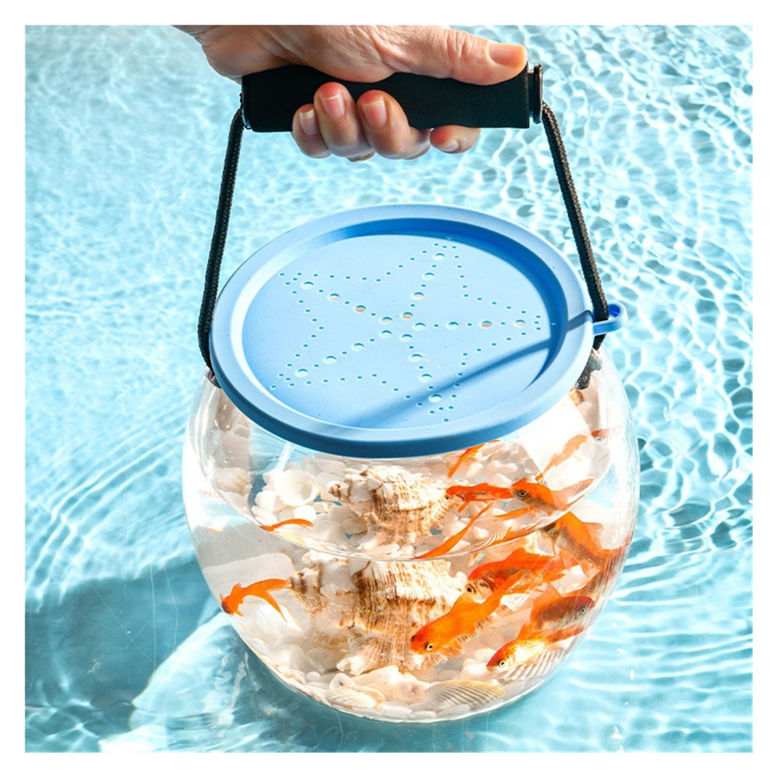 Plastic Fish Bowl, Portable Small Aquarium with Handle, Transparent ...