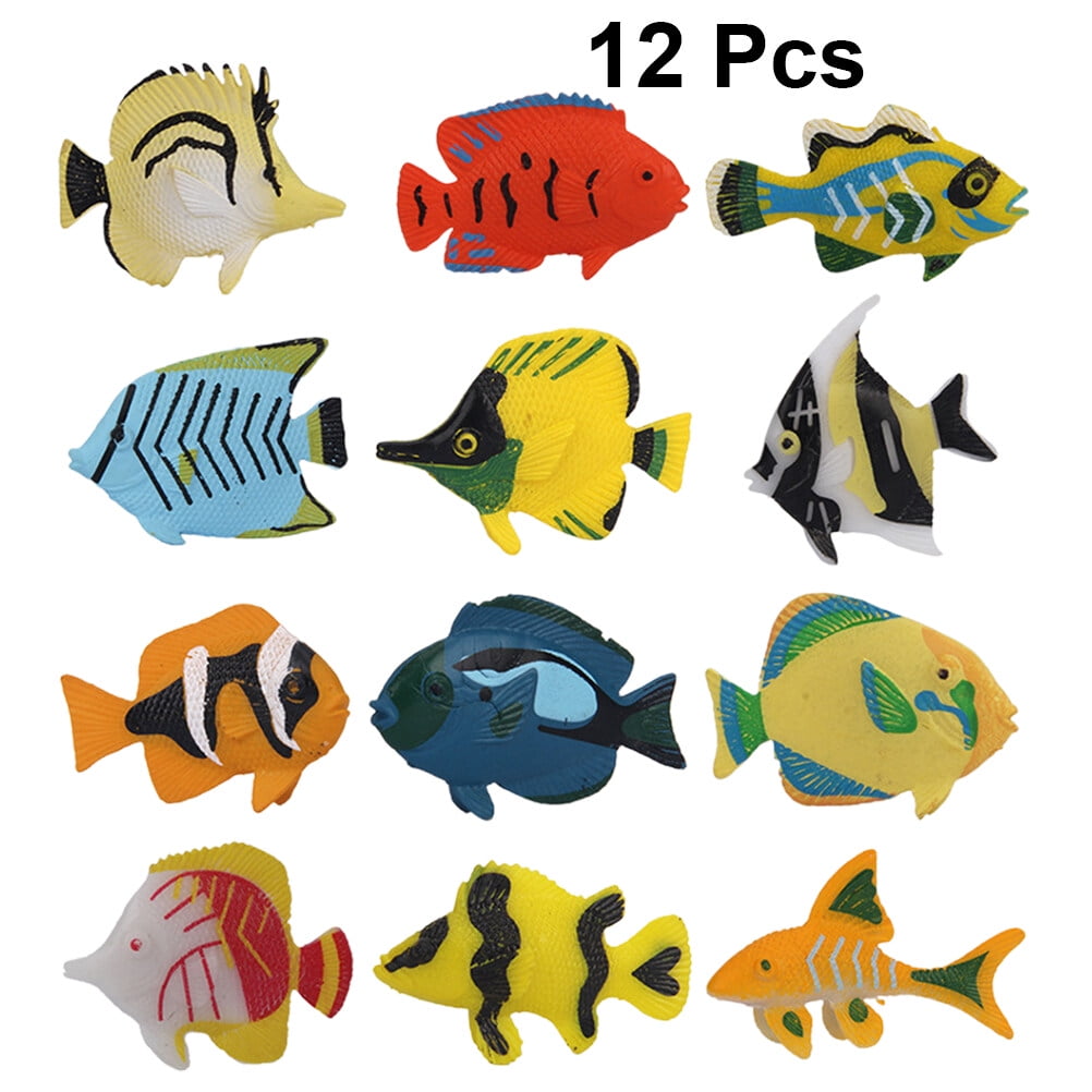 Plastic Fish Model, 12pcs Kids Tropical Fish Model Toys Fish Tank ...