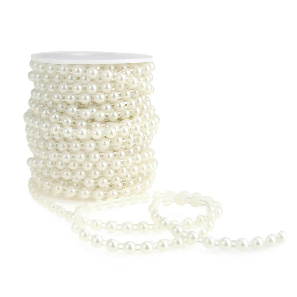 Plastic Flat Back Craft Pearl String, White, 6mm, 15-Yards - Walmart.com