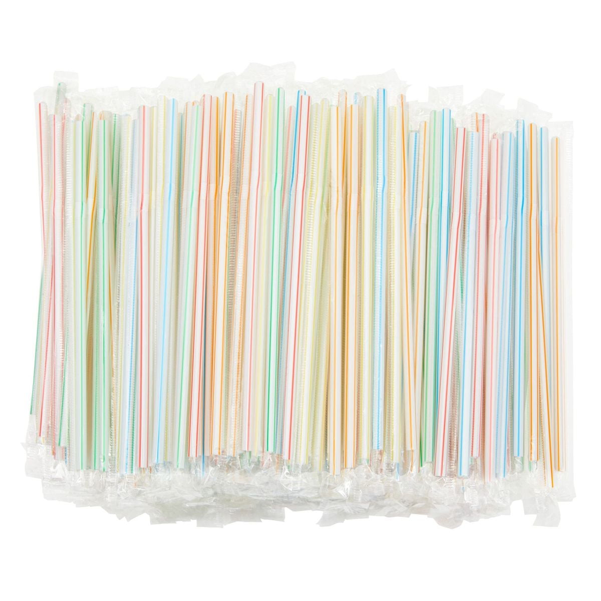 Plastic Flexible Drinking Straws, Striped Disposable Individually ...