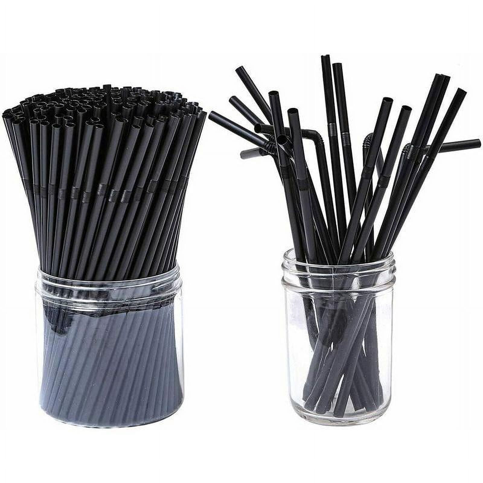 Plastic Flexible Straws Bendy Black Recyclable Drinking Cocktail Straws ...