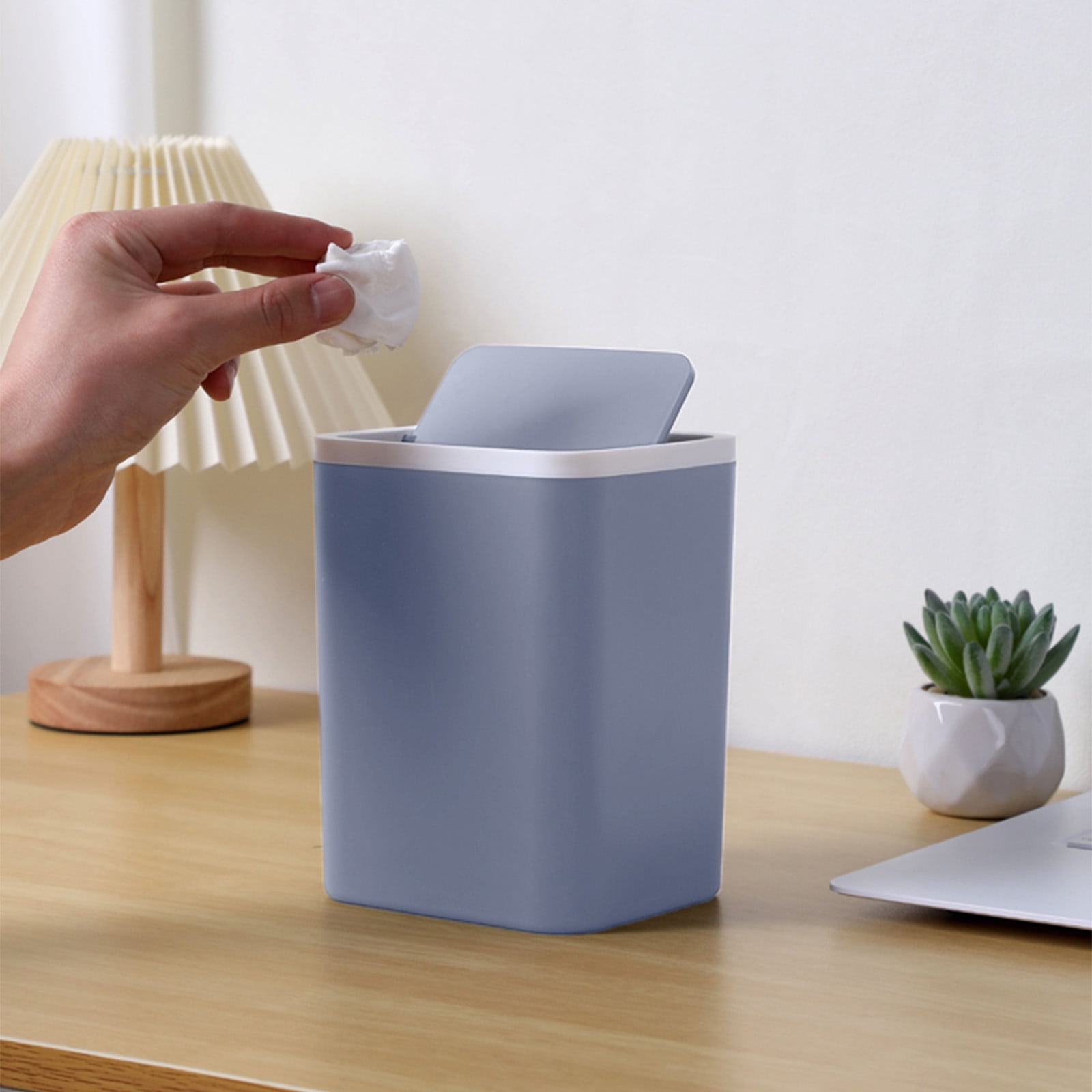 Plastic Flip Lid Trash Bin Small Wastebasket with Sleek Surface Large ...