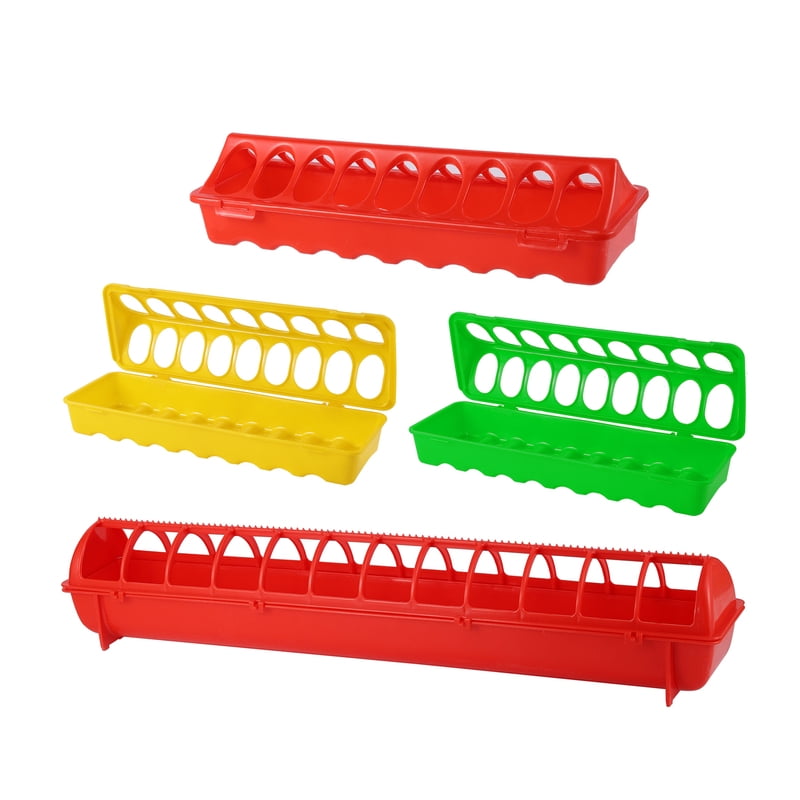 Plastic Flip-Top Poultry Bird Feeder Ground Chicken Bird Feeder Trough ...