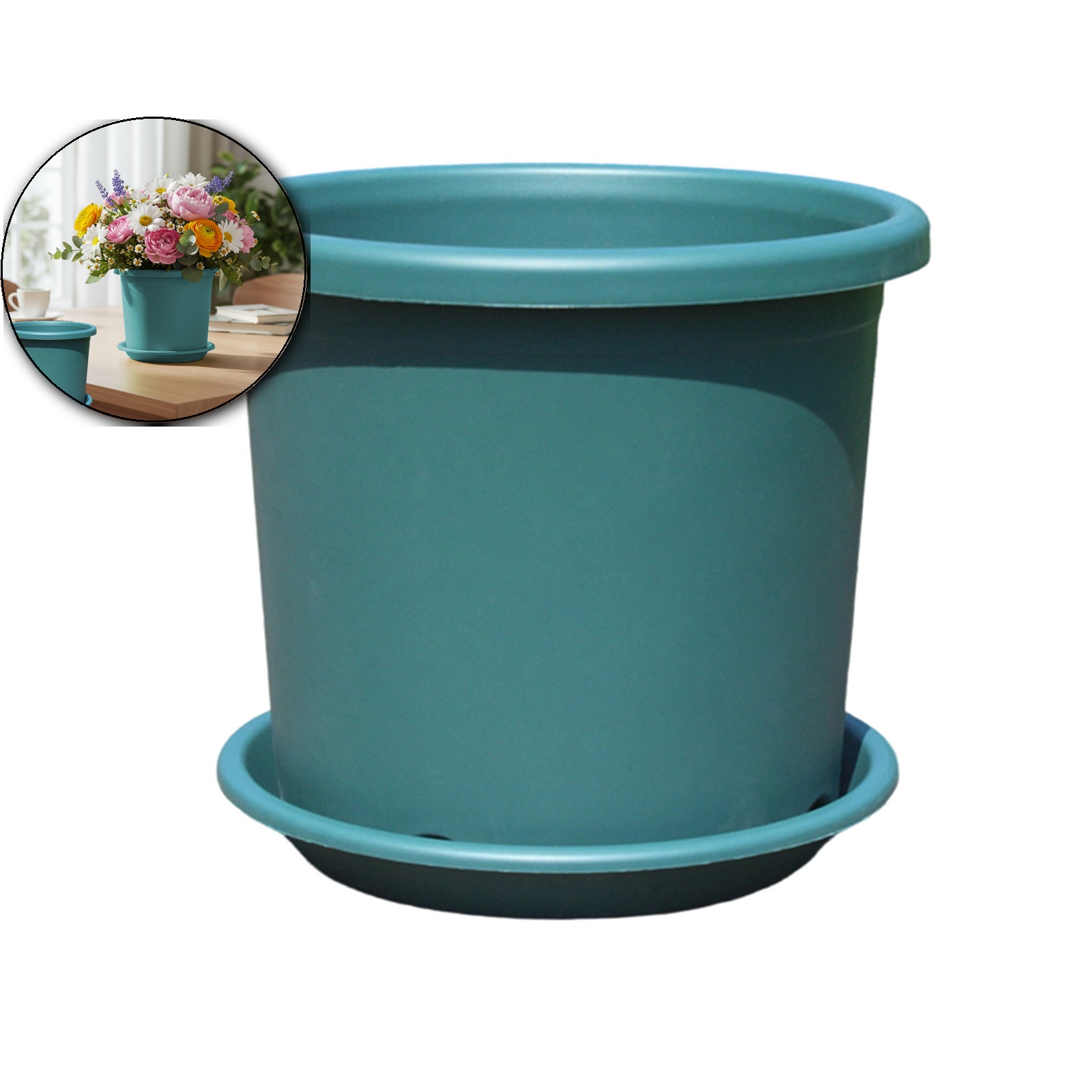 Plastic Flower Pot with Drainage Tray, Plastic Flower Pots, Large ...