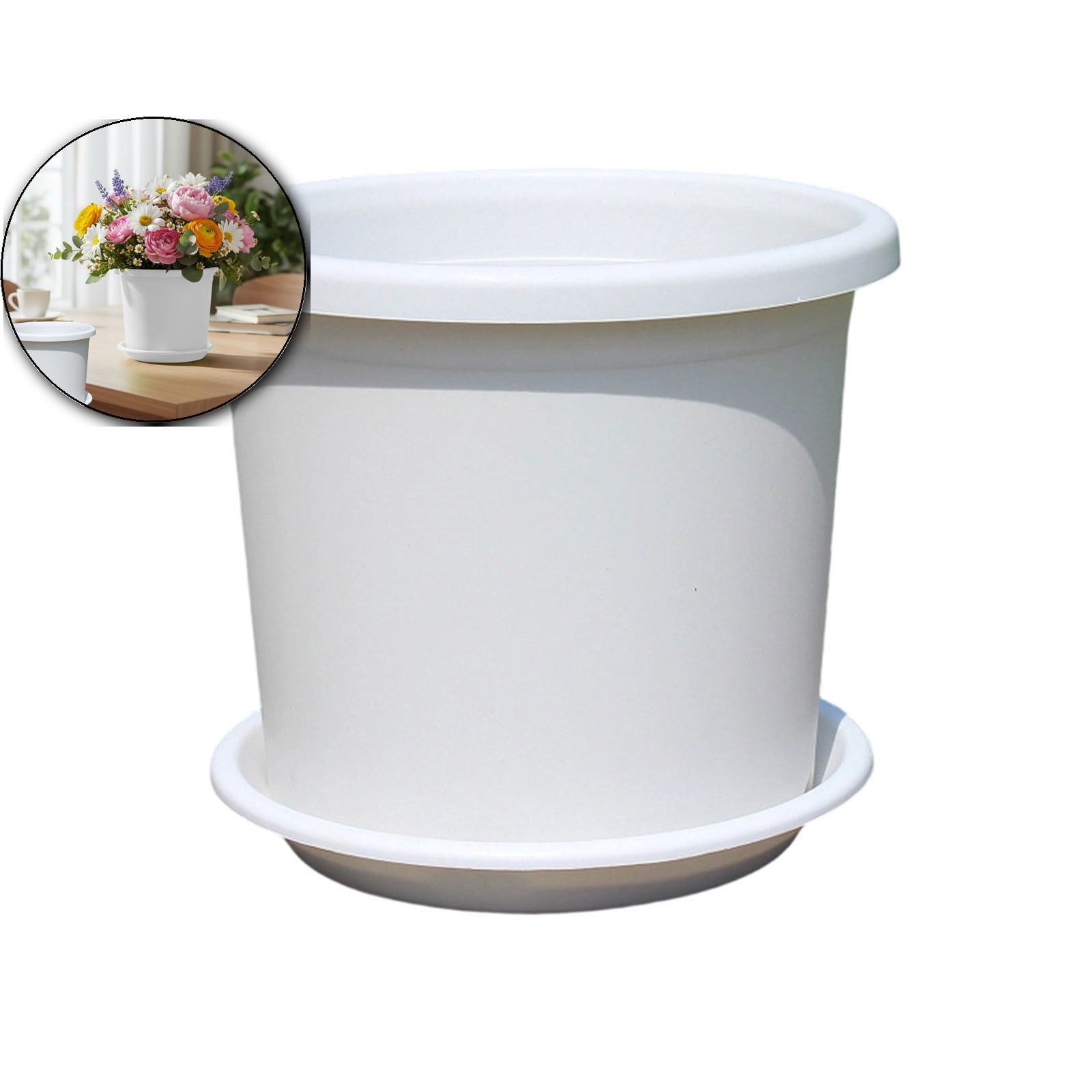 Plastic Flower Pot with Drainage Tray, Plastic Flower Pots, Large ...