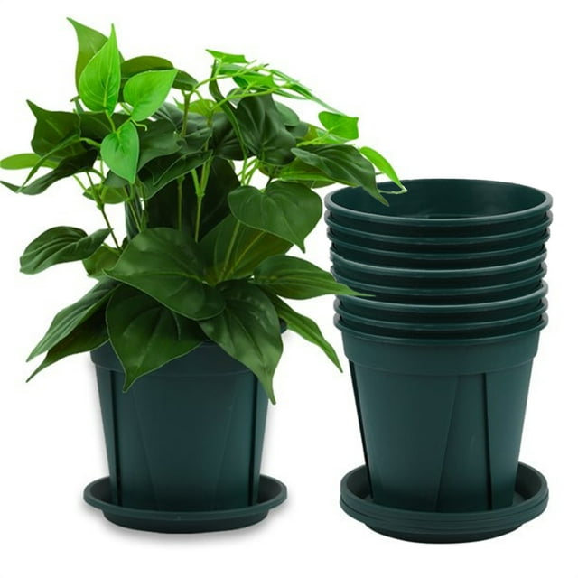 8Pcs Plastic Flower Pots , 6 in Plant Pots with Drainage Hole and ...