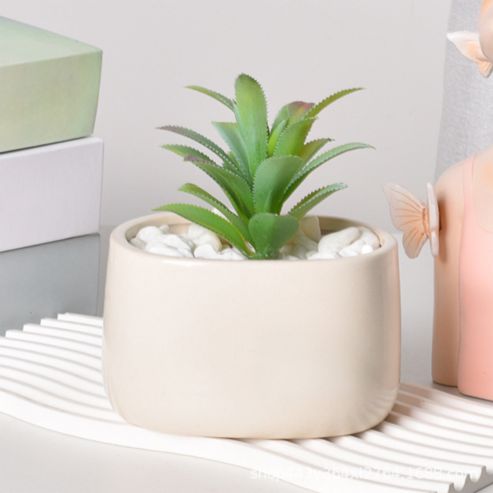 Plastic Flower Pots, Small Planters for Succulents, White Decorative ...