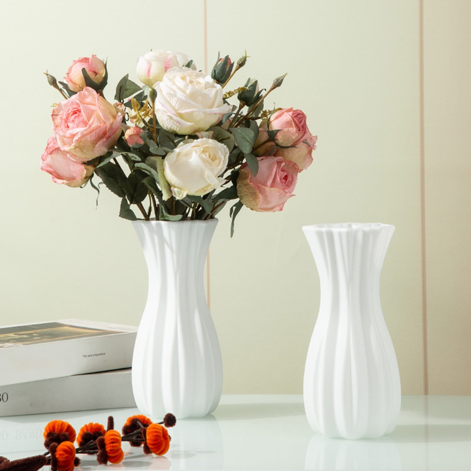 Plastic Flower Vase | Modern Decorative Table Vase White | Durable ...