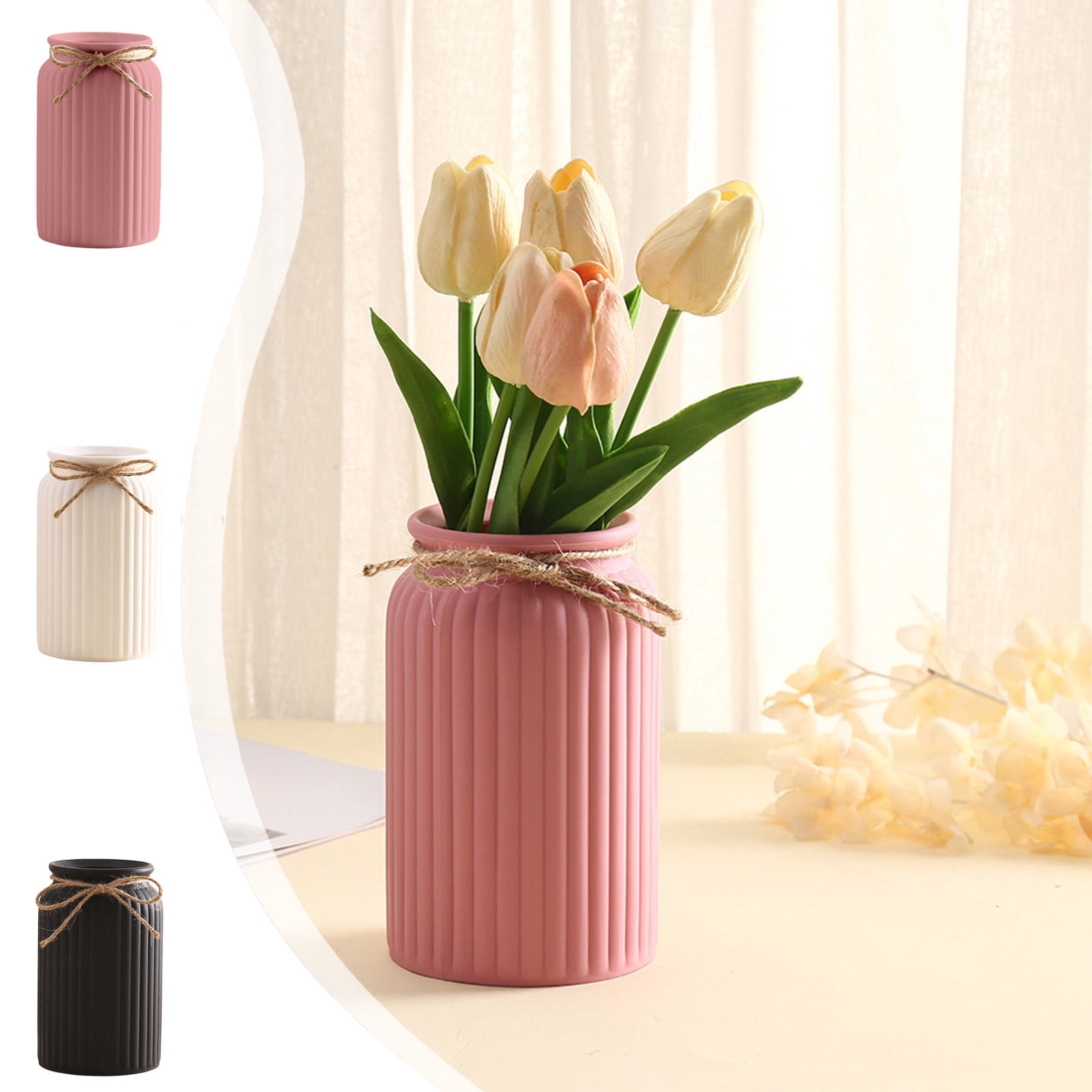 Plastic Flower Vase | Modern Tabletop Decorative Centerpiece | Elegant ...